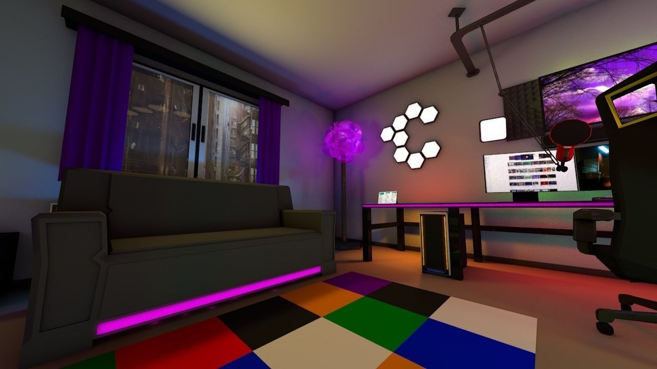 3D model Gamer Live Streamer Room VR / AR / low-poly | CGTrader