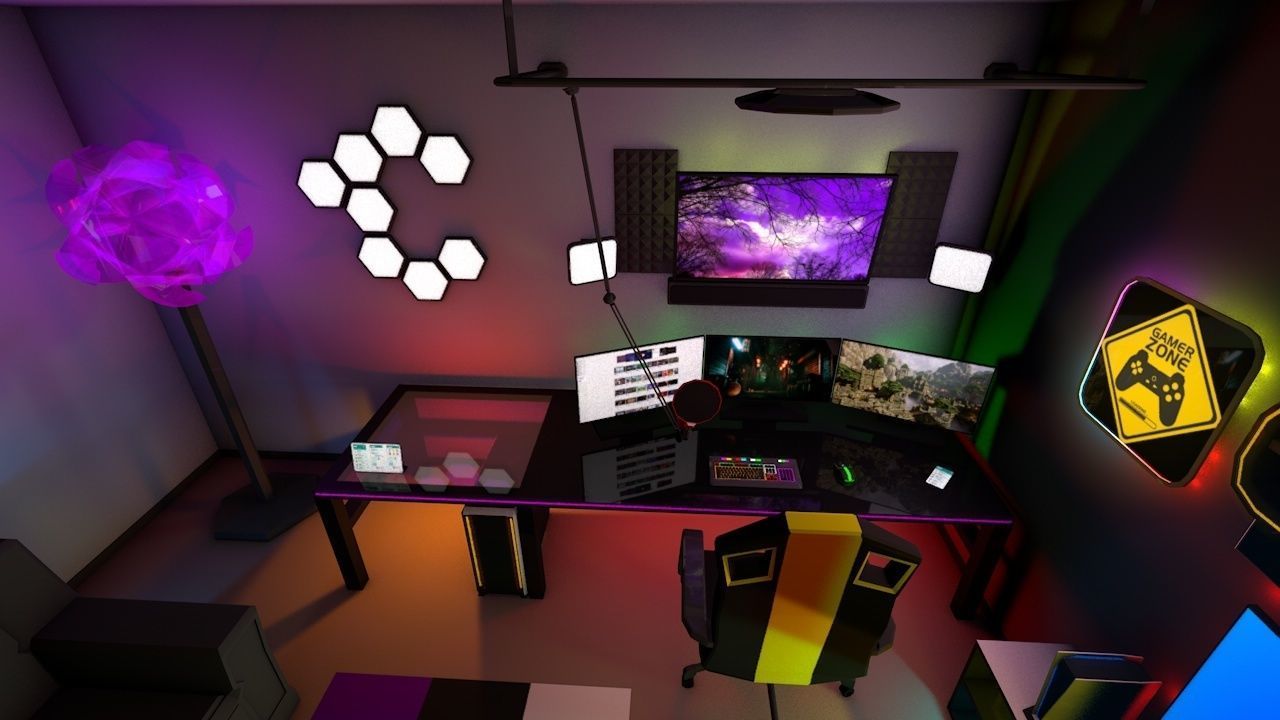 3D model Gamer Live Streamer Room VR / AR / low-poly | CGTrader