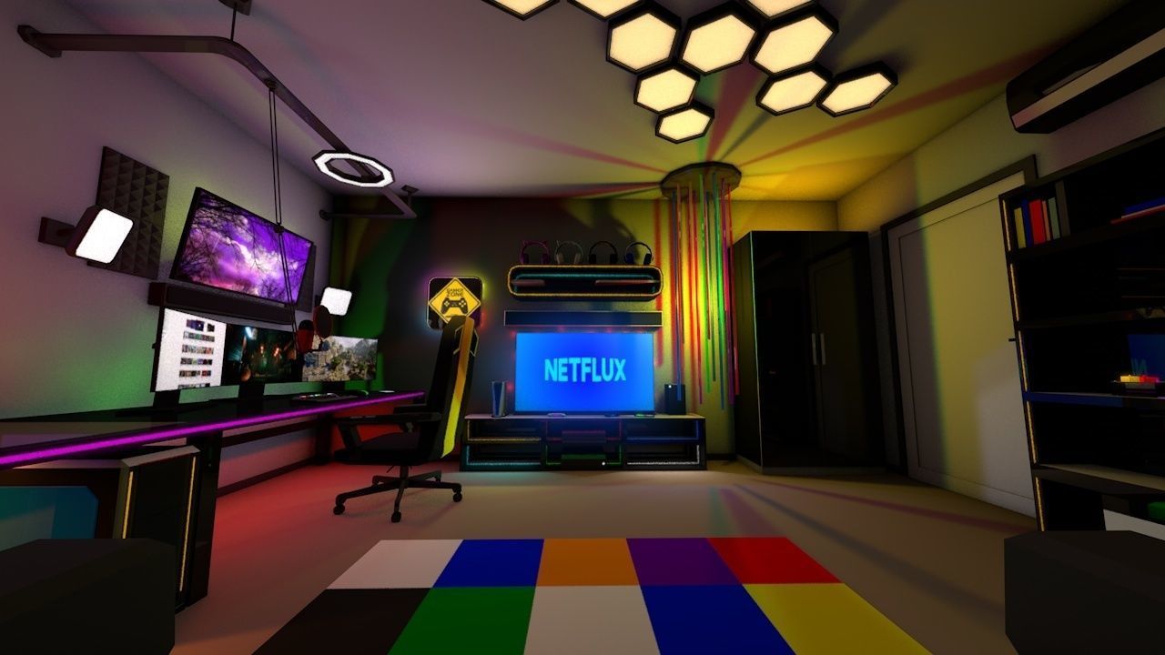 3D model Gamer Live Streamer Room VR / AR / low-poly | CGTrader