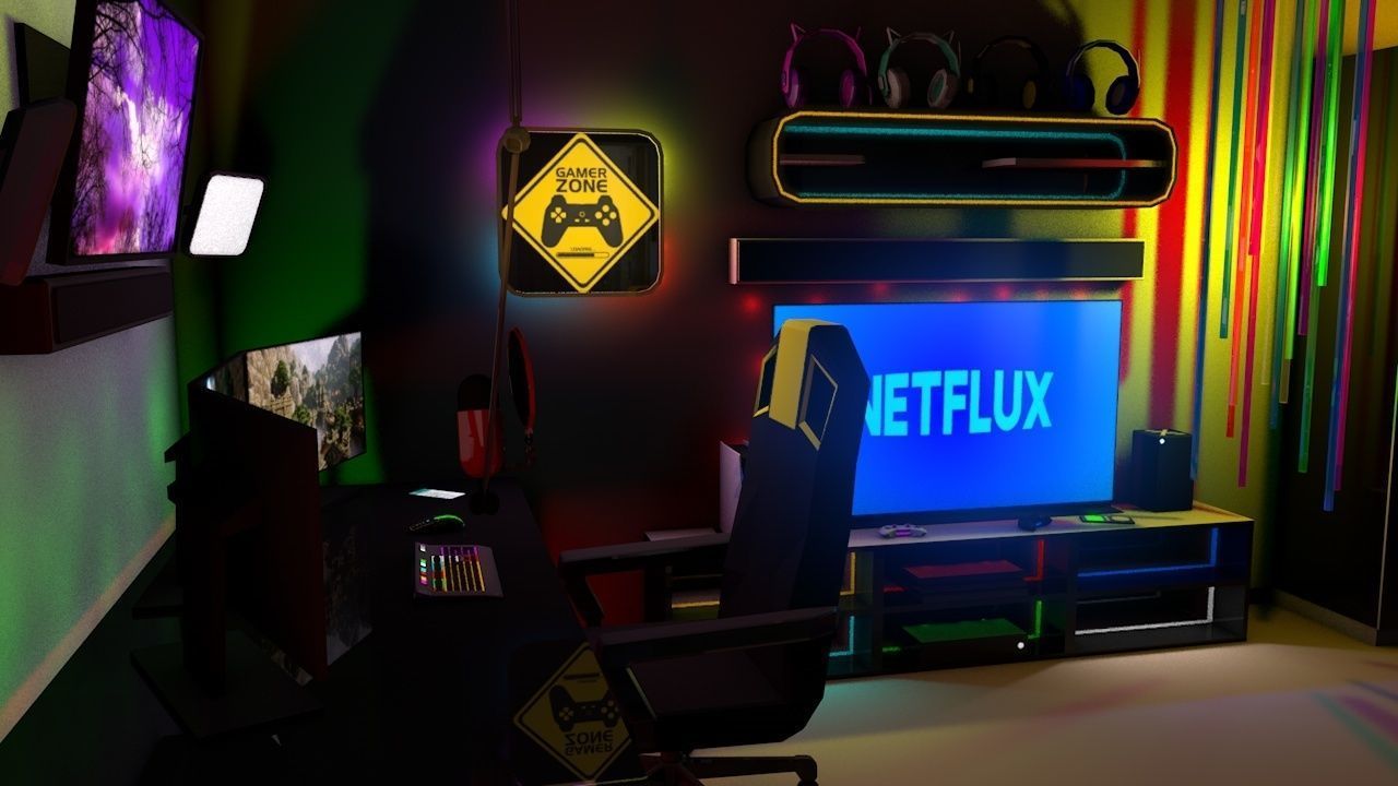 3D model Gamer Live Streamer Room VR / AR / low-poly | CGTrader