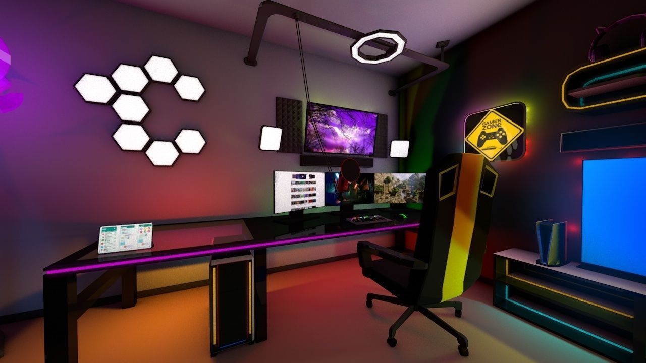3D model Gamer Live Streamer Room VR / AR / low-poly | CGTrader
