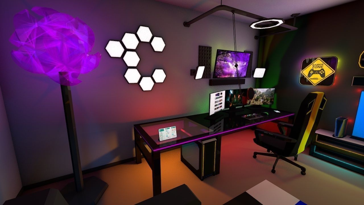 3D model Gamer Live Streamer Room VR / AR / low-poly | CGTrader