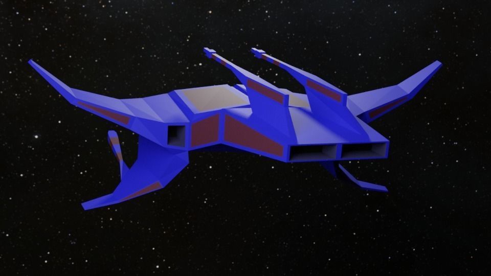 Space Fighter fantasy Low-poly 3D model free VR / AR / low-poly 3D ...