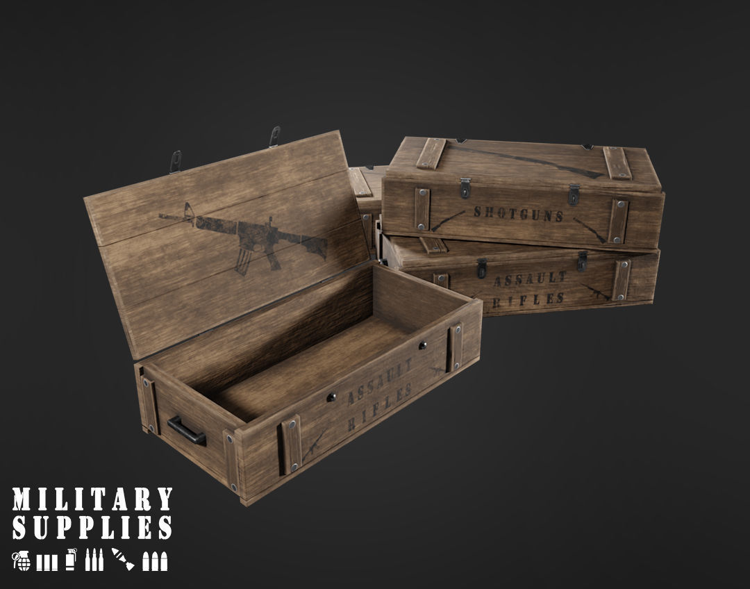 3D model Military Supplies Pack - Large Gun Box VR / AR / low-poly ...