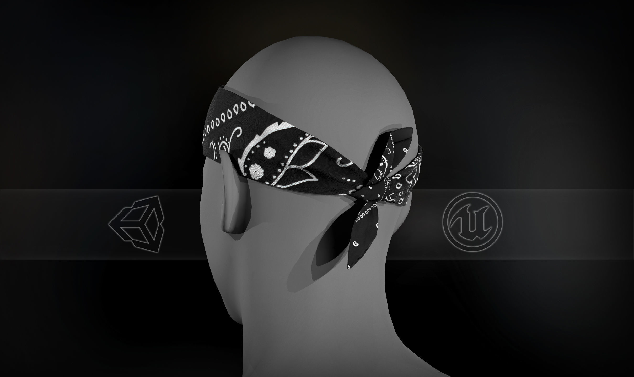 3D model Black Paisley Bandana VR / AR / low-poly | CGTrader