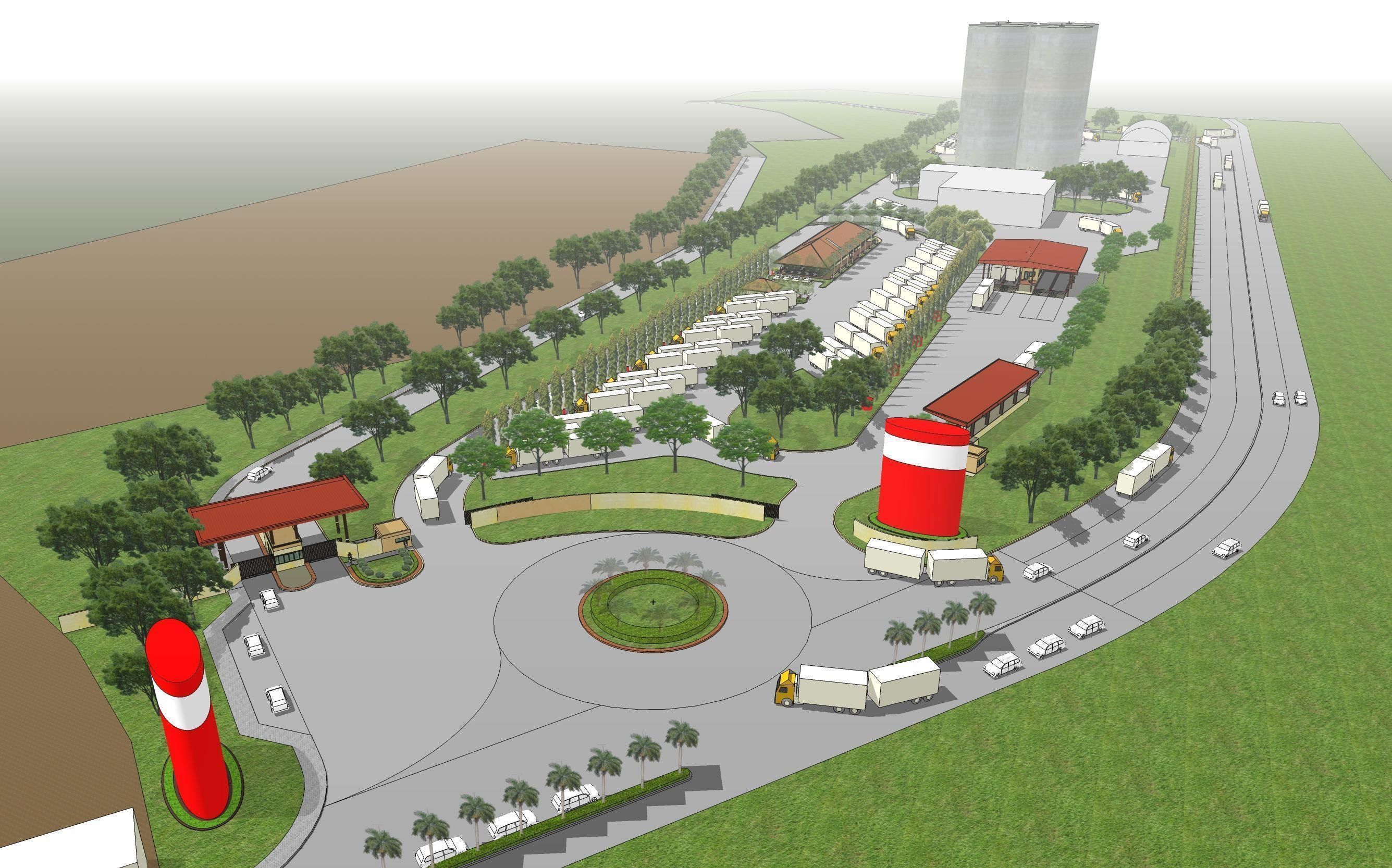 Layout for Cement plant entrance 3D model | CGTrader