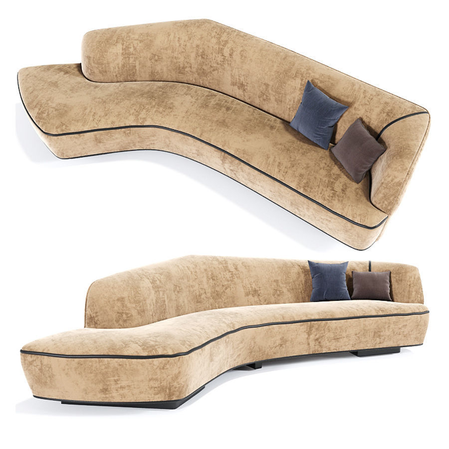 korduda Long Curved Sofa 3D model | CGTrader