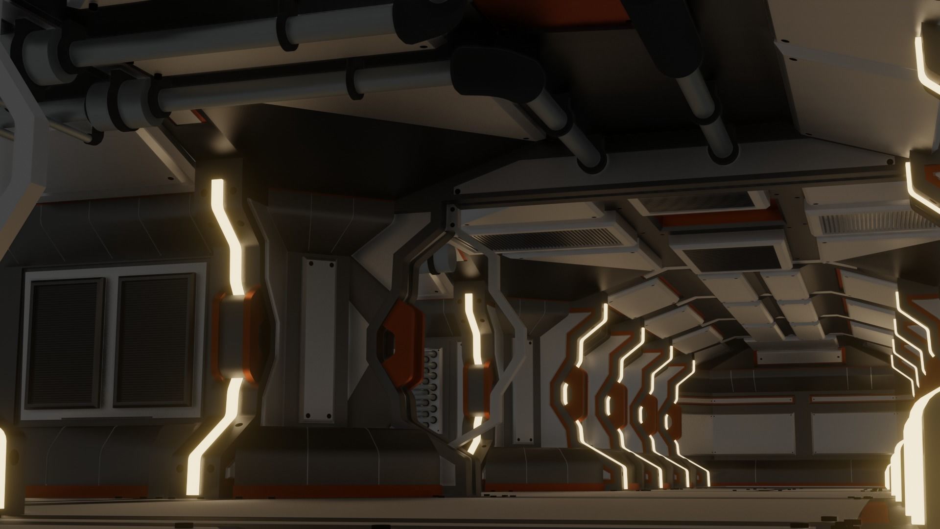 3D model Modular Scifi Hallway VR / AR / low-poly | CGTrader
