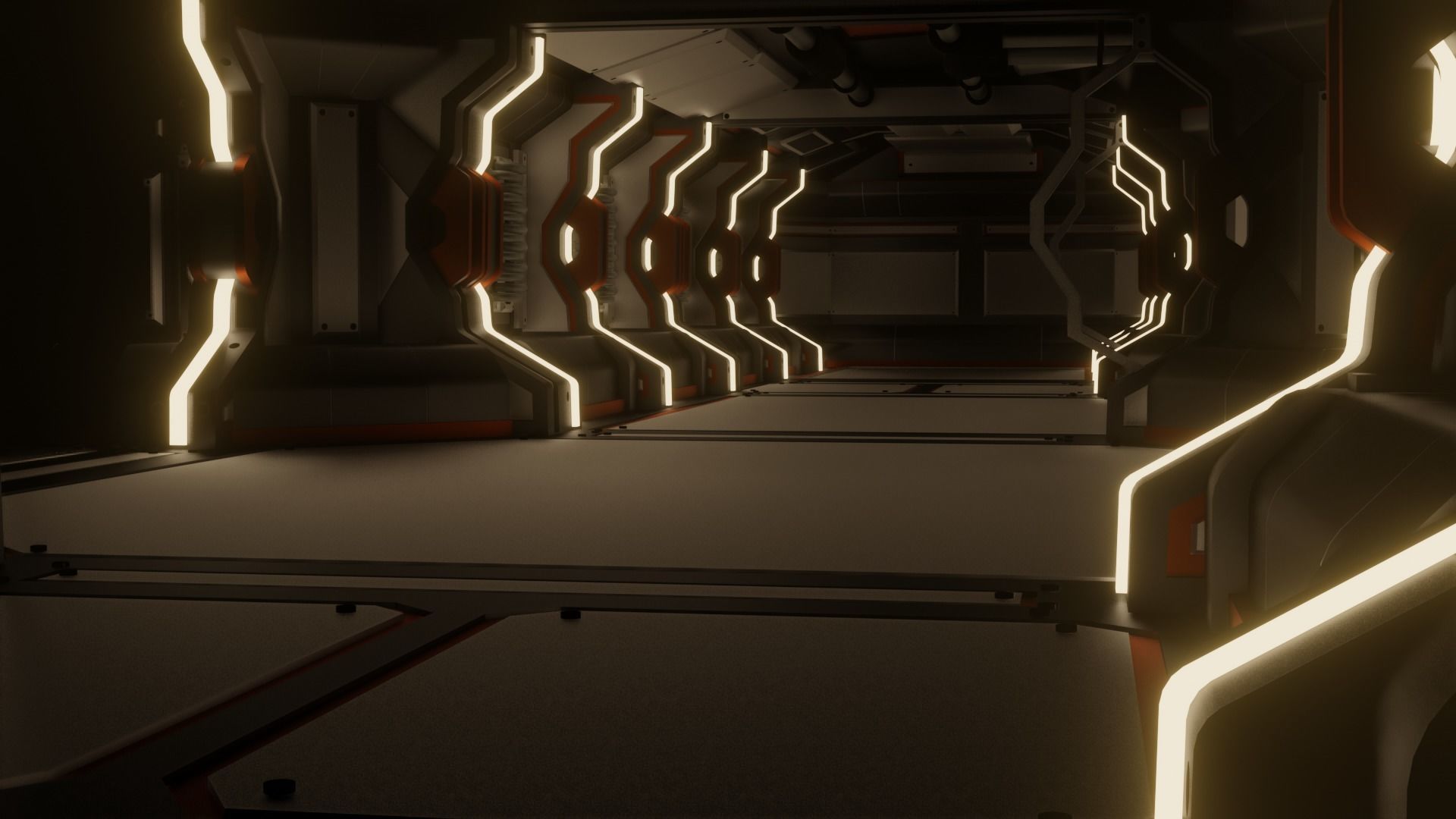 3D model Modular Scifi Hallway VR / AR / low-poly | CGTrader
