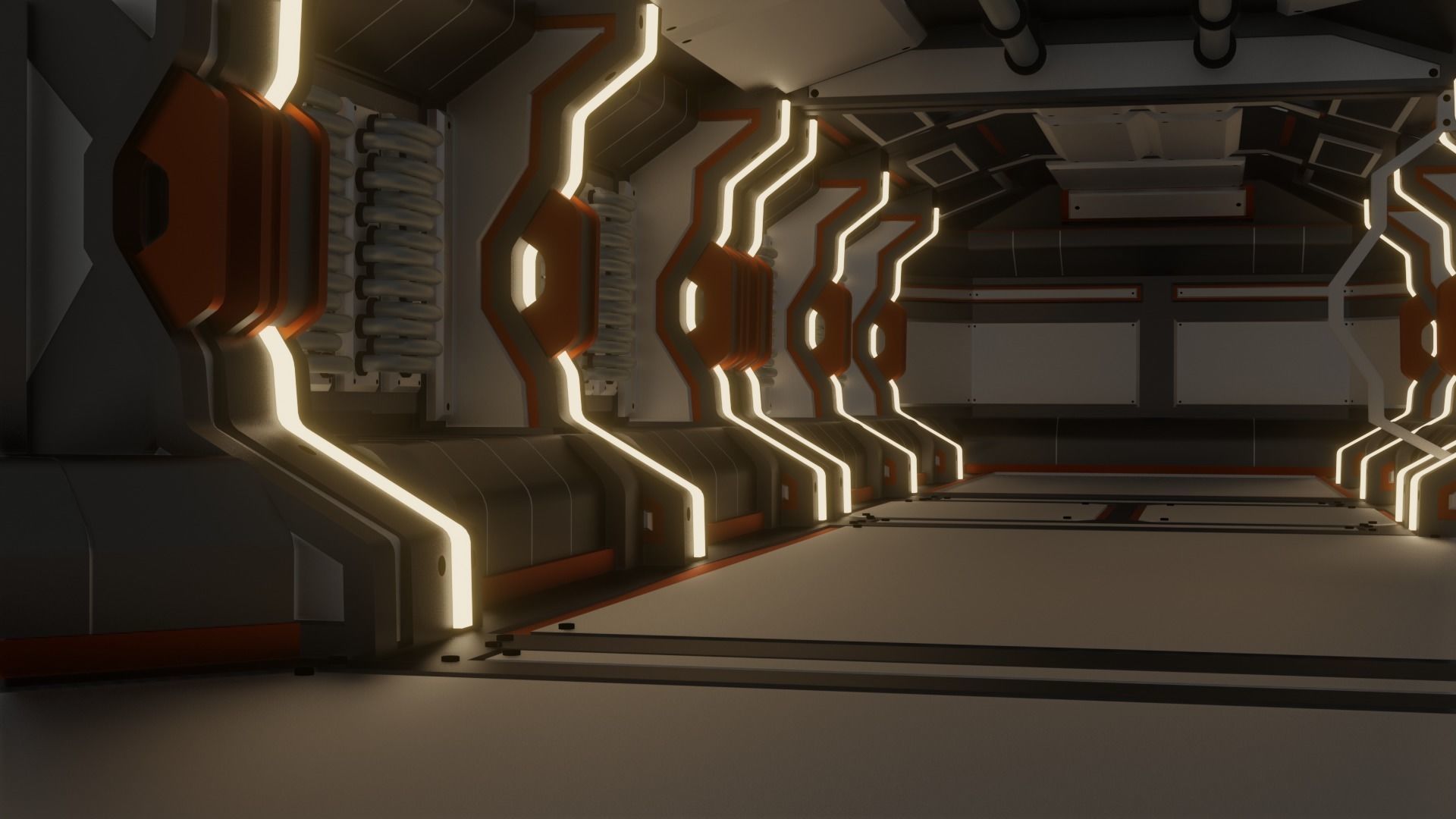 3D model Modular Scifi Hallway VR / AR / low-poly | CGTrader