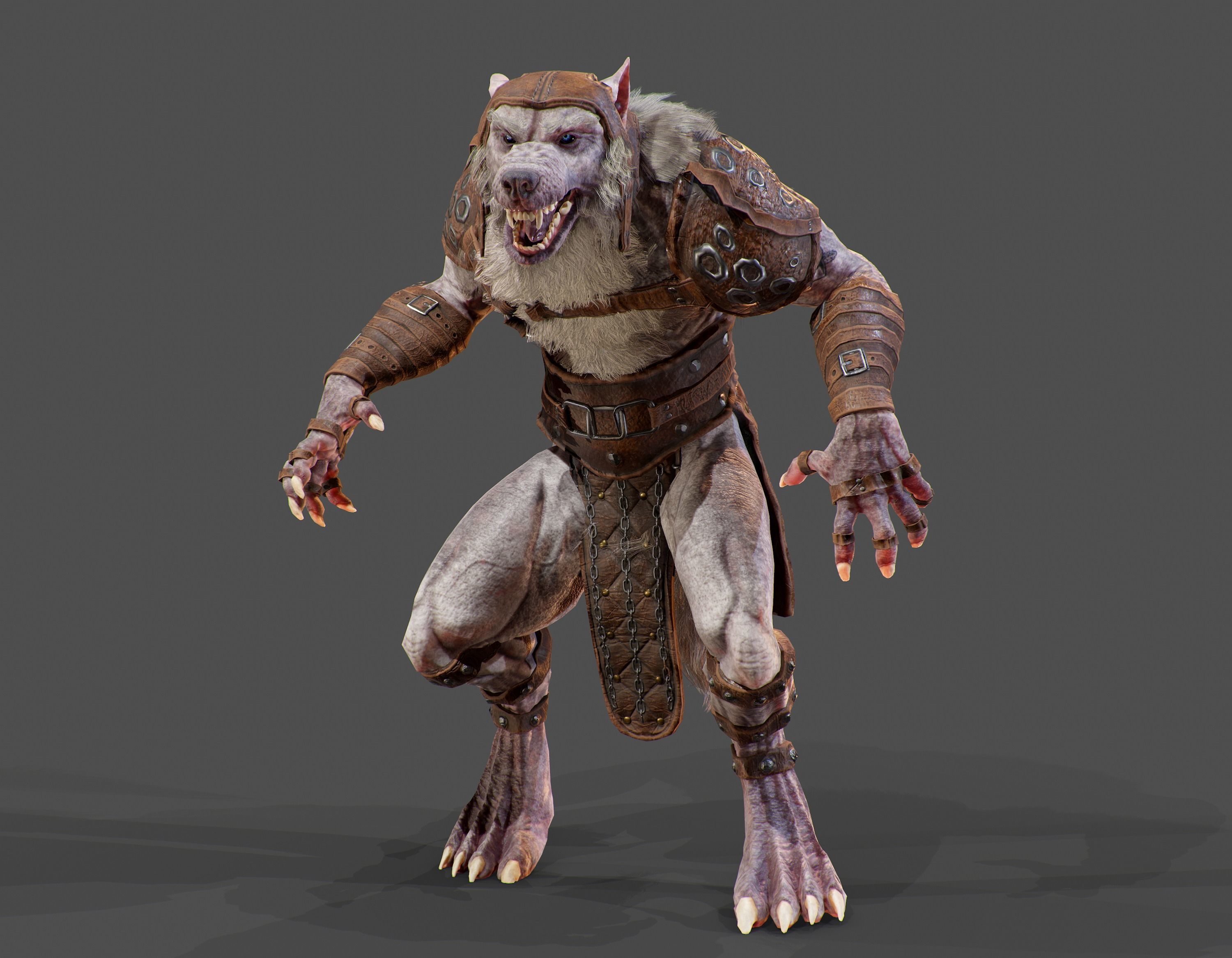3D model Armored Werewolf Commander VR / AR / low-poly rigged animated ...