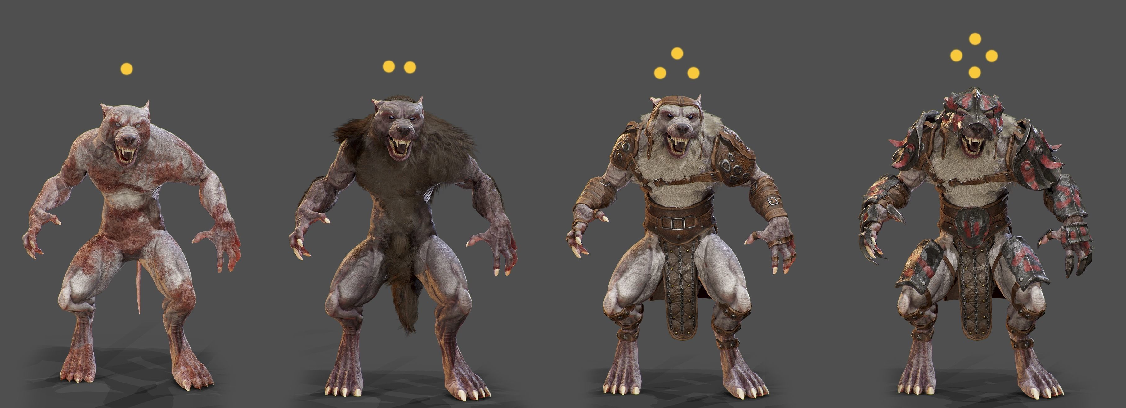 3D model Armored Werewolf Commander VR / AR / low-poly rigged animated ...