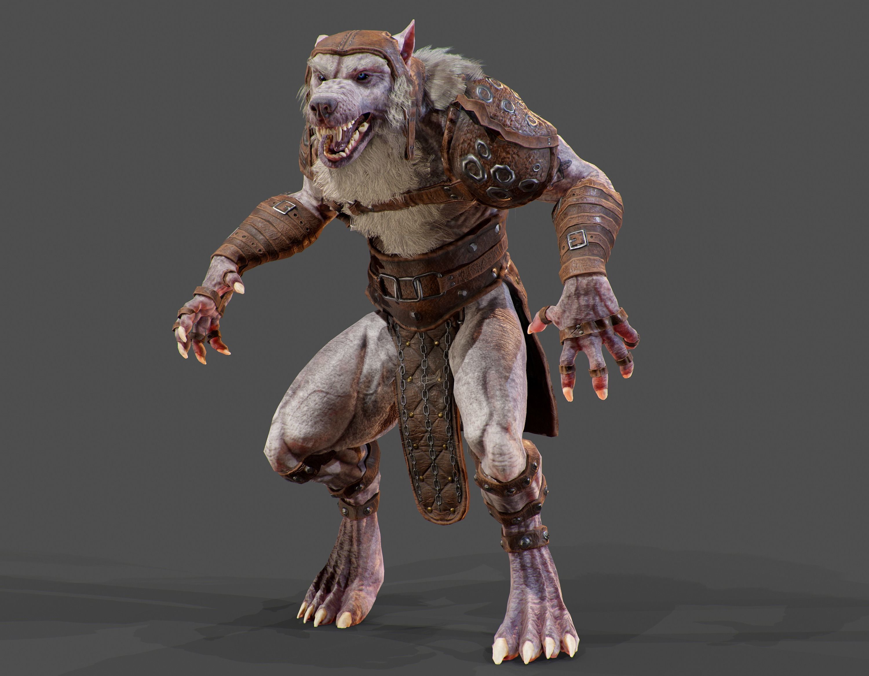 3D model Armored Werewolf Commander VR / AR / low-poly rigged animated ...