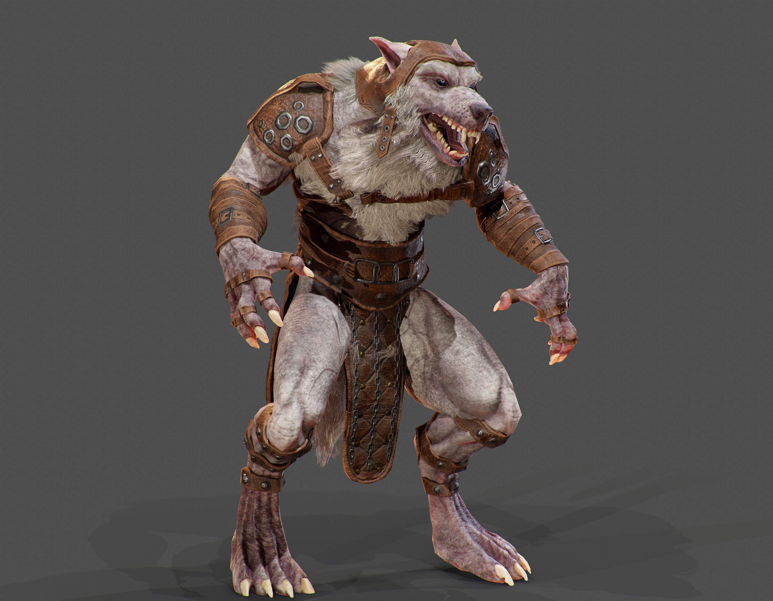 3D model Armored Werewolf Commander VR / AR / low-poly rigged animated ...