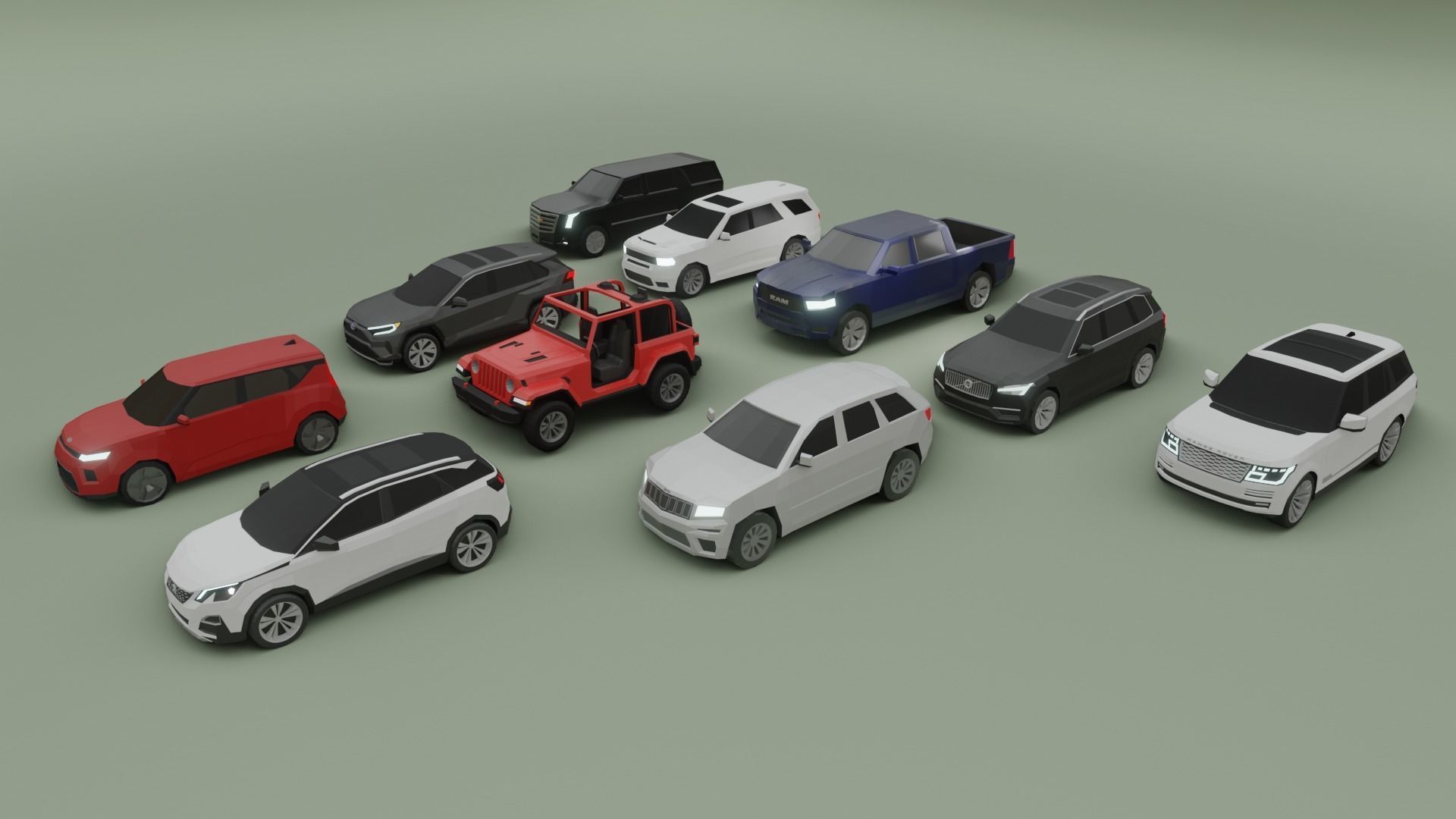 3D model low-poly SUV pack - 10 SUV VR / AR / low-poly | CGTrader