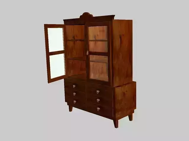 3D model showcase mahogany armoire with drawers VR / AR / low-poly ...