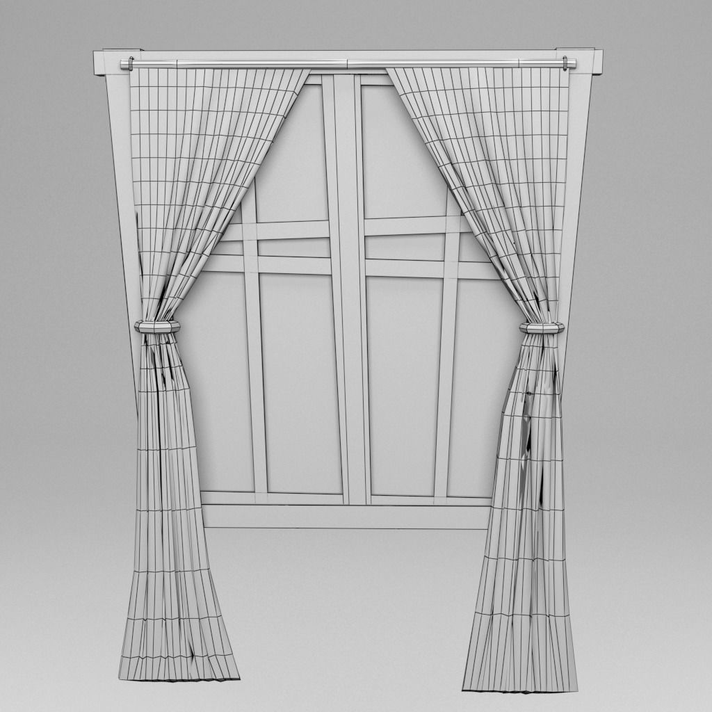 3D model Window with curtain VR / AR / low-poly | CGTrader