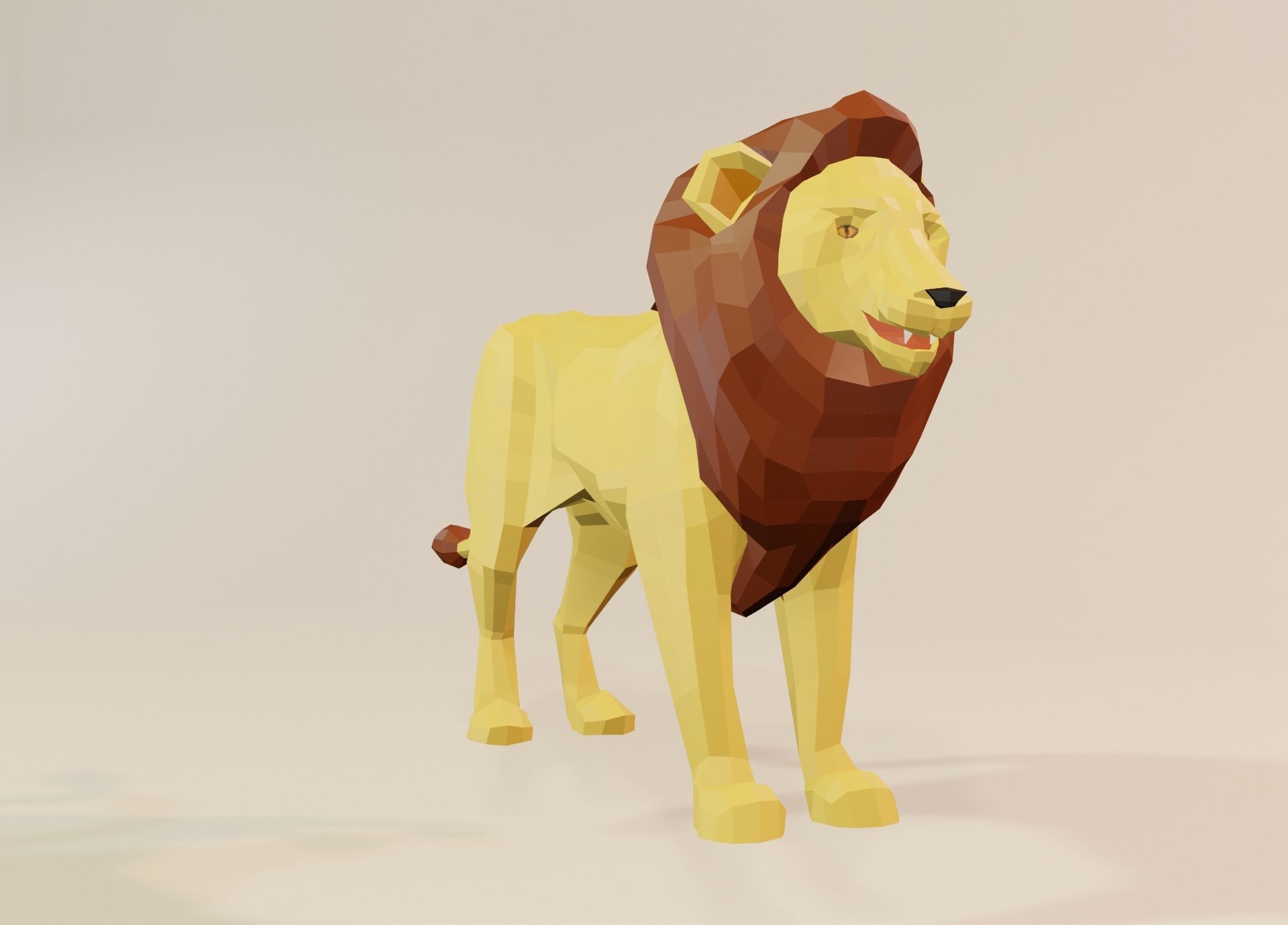 3D model Lowpoly Animated Lion VR / AR / low-poly rigged animated ...