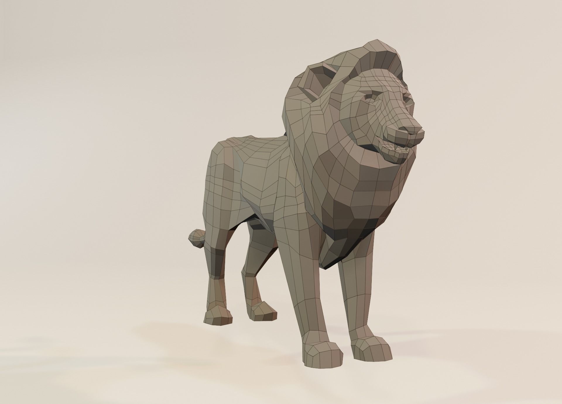 3D model Lowpoly Animated Lion VR / AR / low-poly rigged animated ...