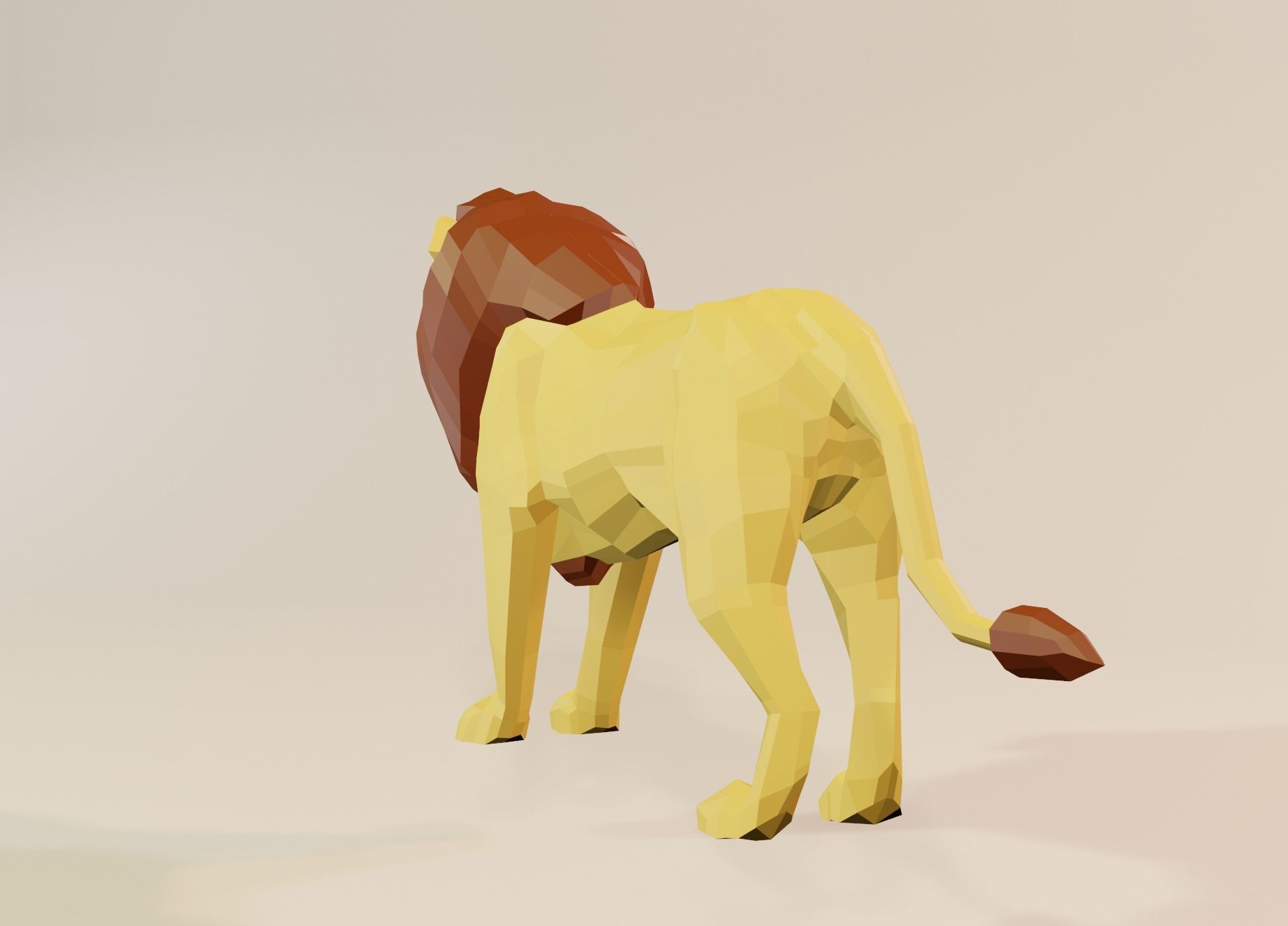 3D model Lowpoly Animated Lion VR / AR / low-poly rigged animated ...