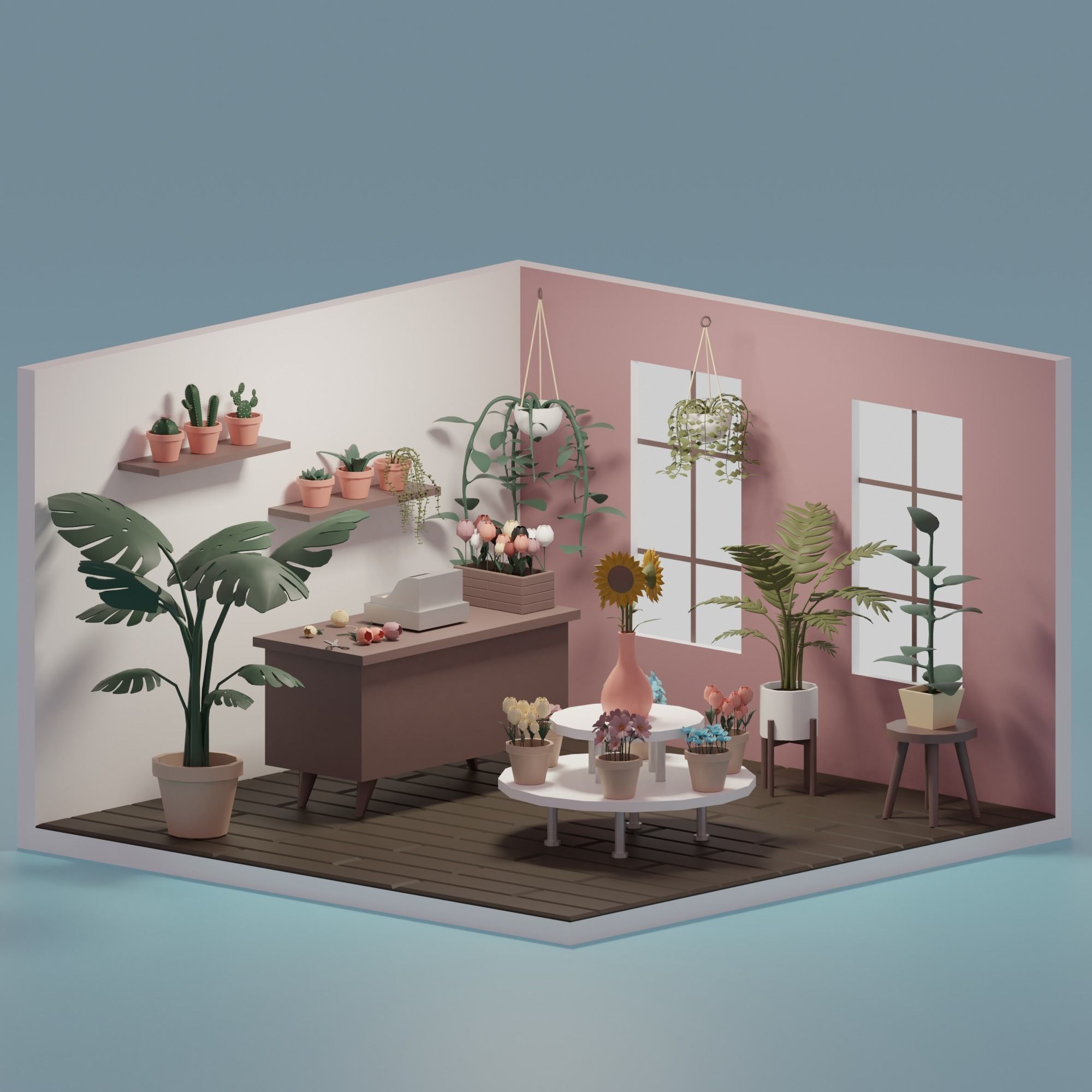 3D model Flower shop VR / AR / low-poly | CGTrader