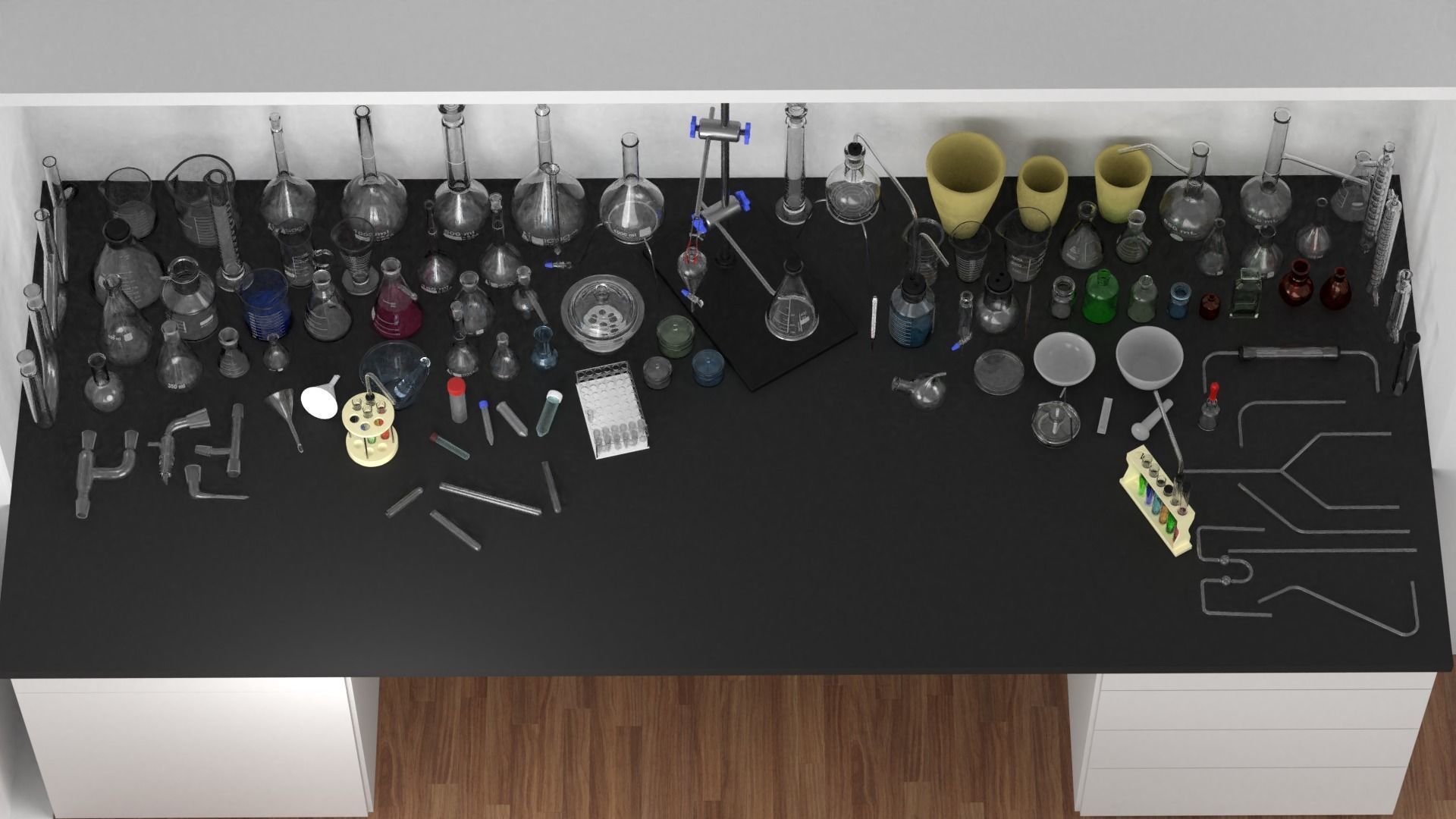 Chemical laboratory equipment and glassware 3D model | CGTrader