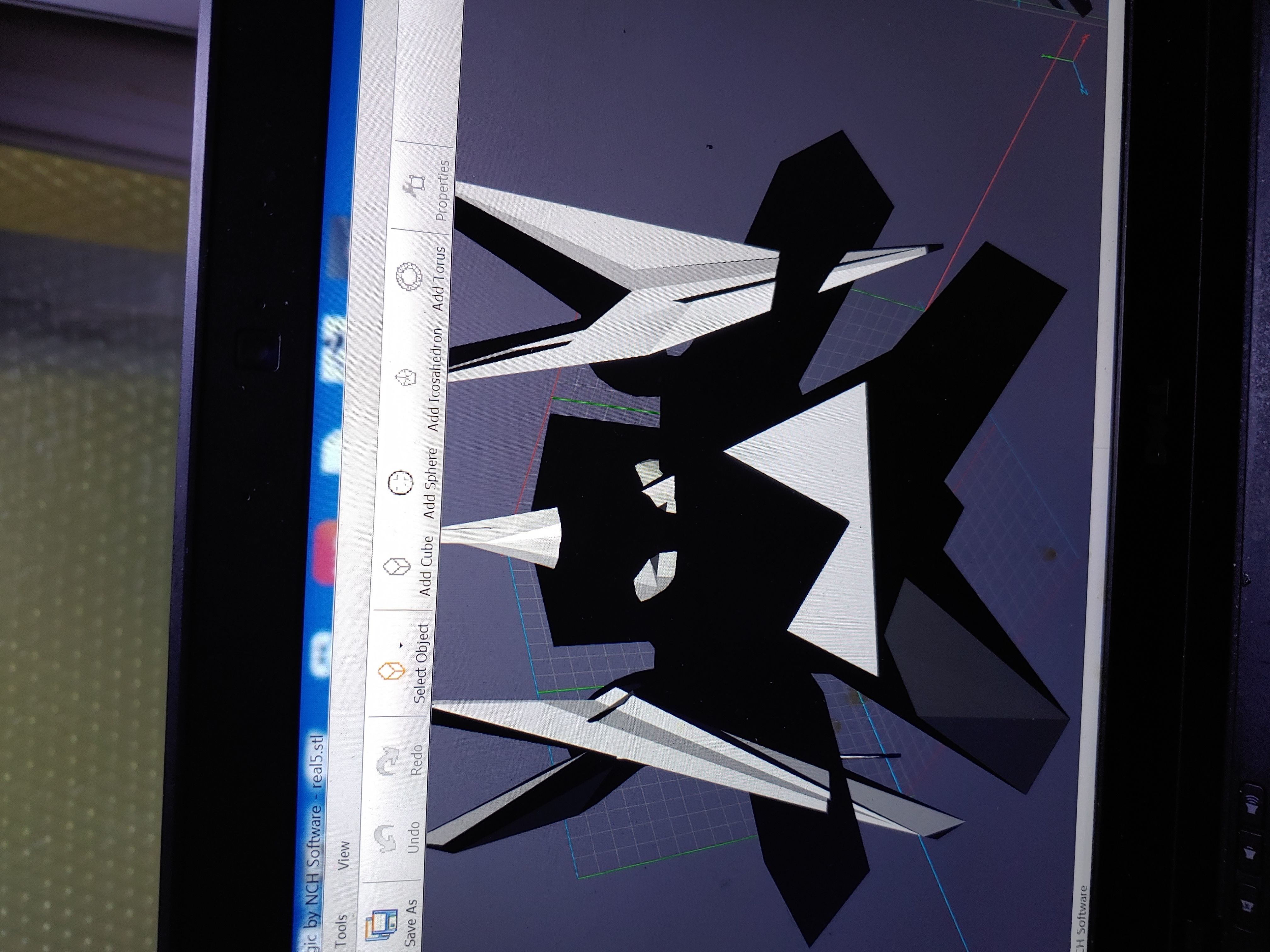 3D model 3d vr computer screen showing origami design VR / AR / low ...