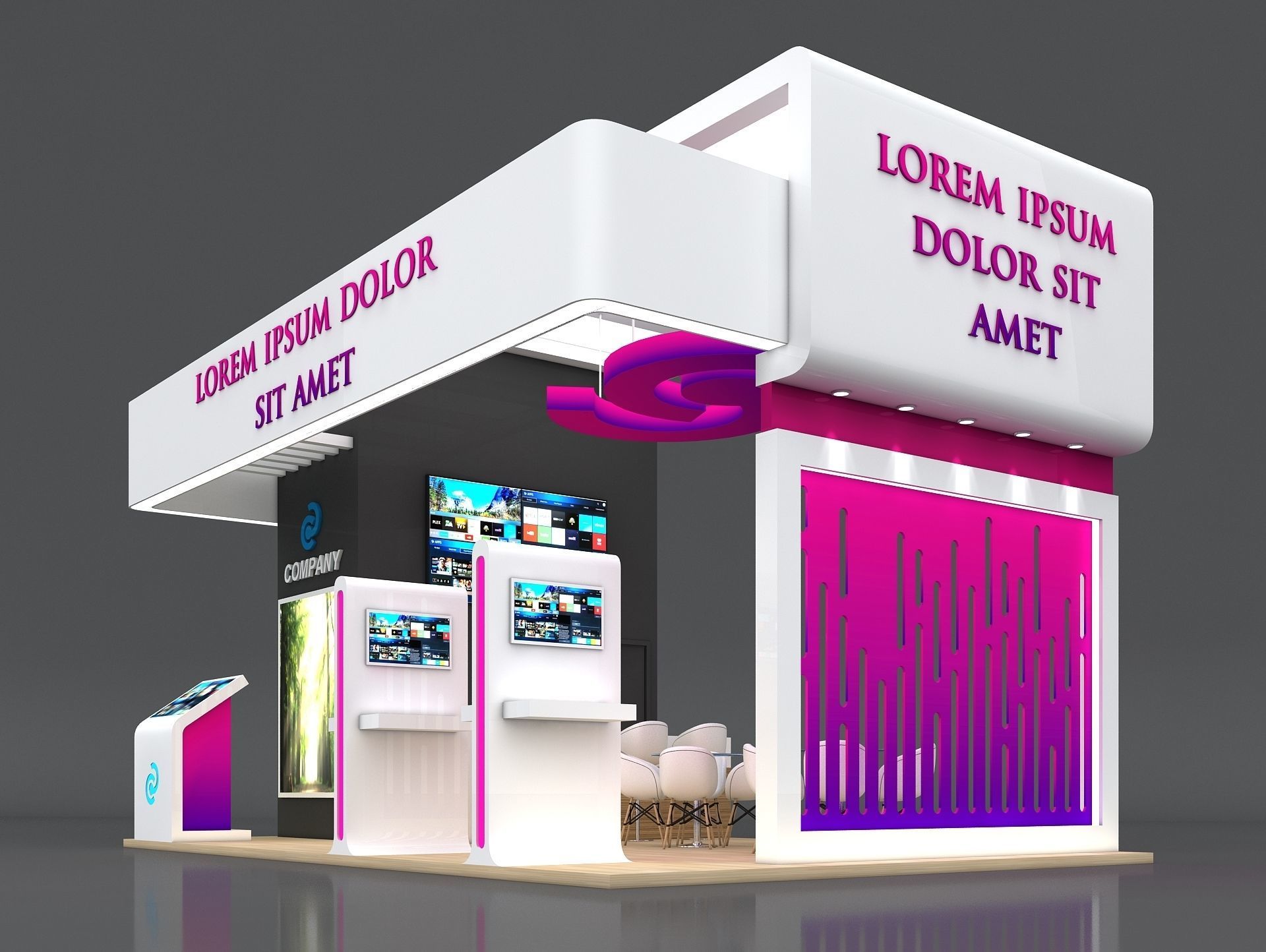 Exhibition Stand Booth Stall 8x5m Height 500cm 4 Side 3D