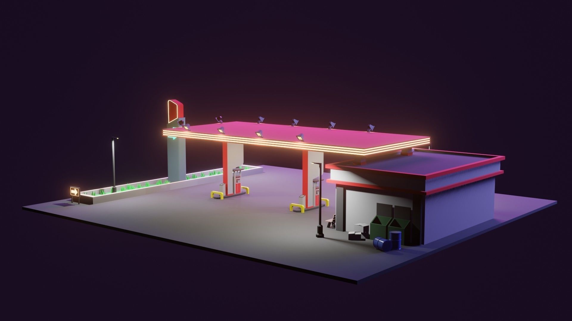 3D model Low Poly Gas Station 3D Model VR / AR / low-poly | CGTrader