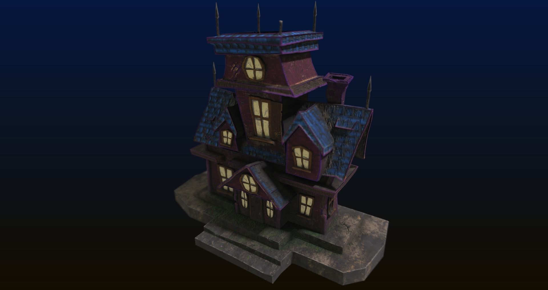 3D model Cartoon style low poly Haunted house VR / AR / low-poly | CGTrader