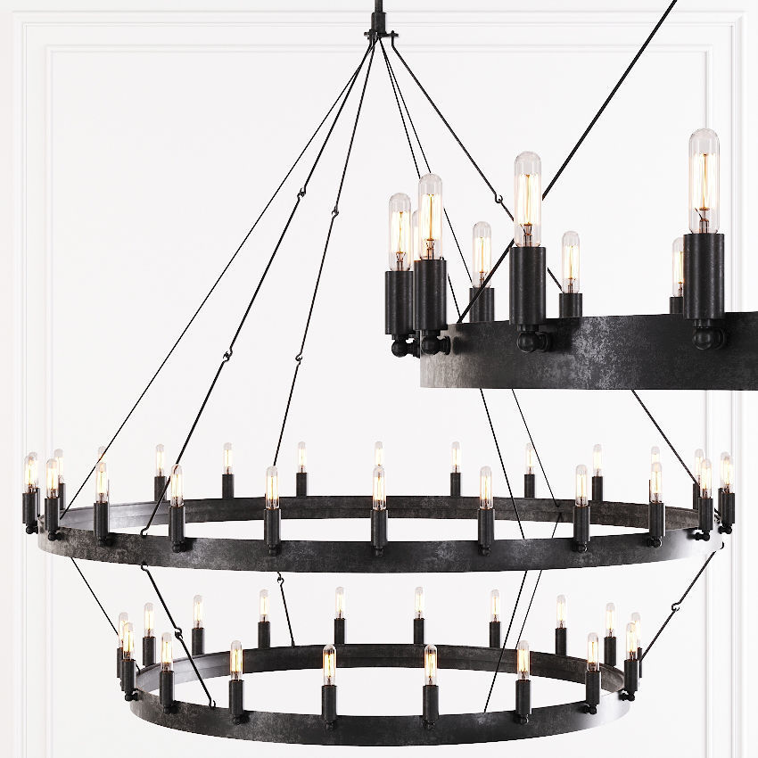 4 type Restoration Hardware Round Chandelier Set 004 3D model | CGTrader