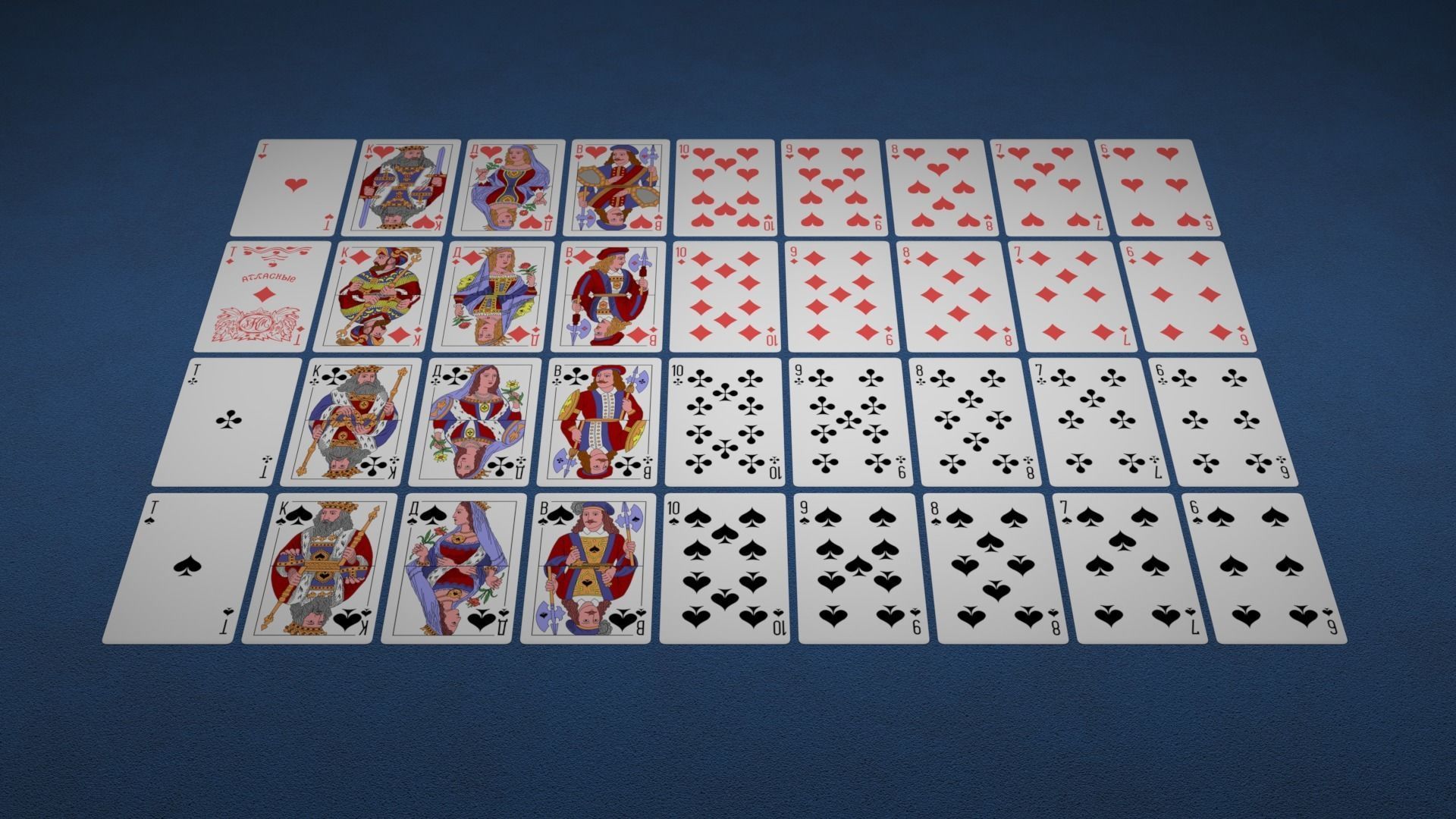 3D model 36 Russian playing cards VR / AR / low-poly | CGTrader