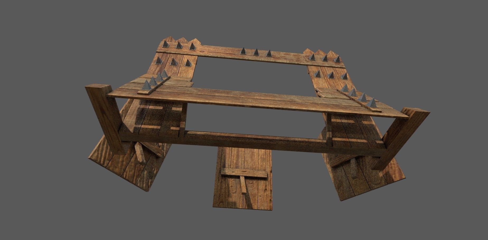 3D model Barricade 3D model wooden chair with two doors VR / AR / low ...