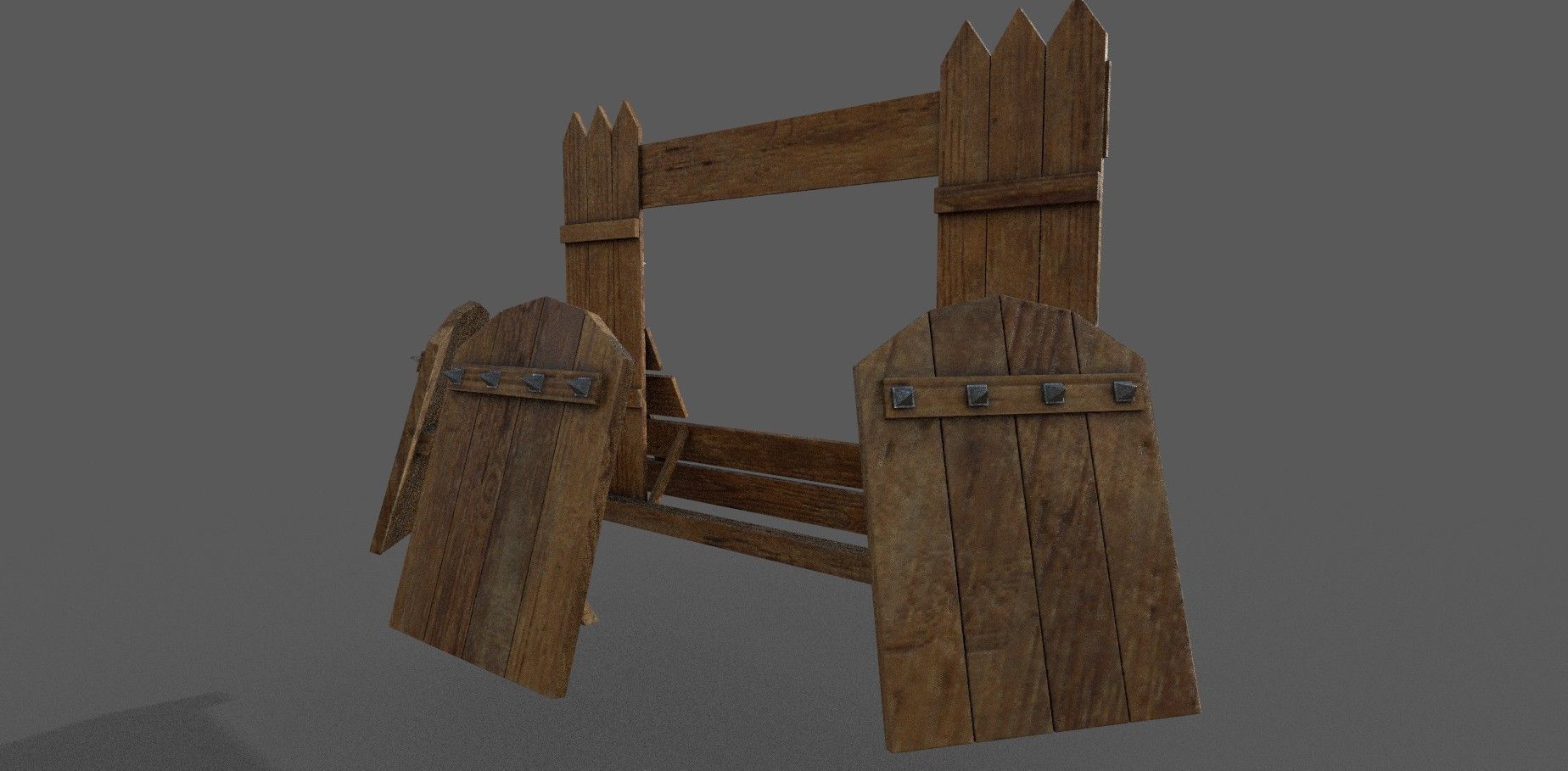 3D model Barricade 3D model wooden chair with two doors VR / AR / low ...