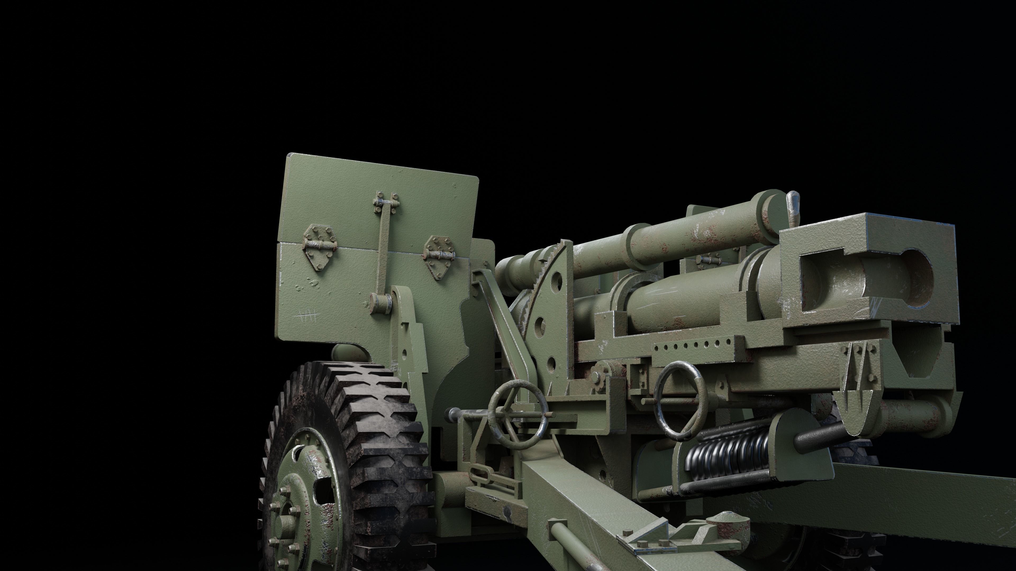 Weapon howitzer 105mm 3D model | CGTrader