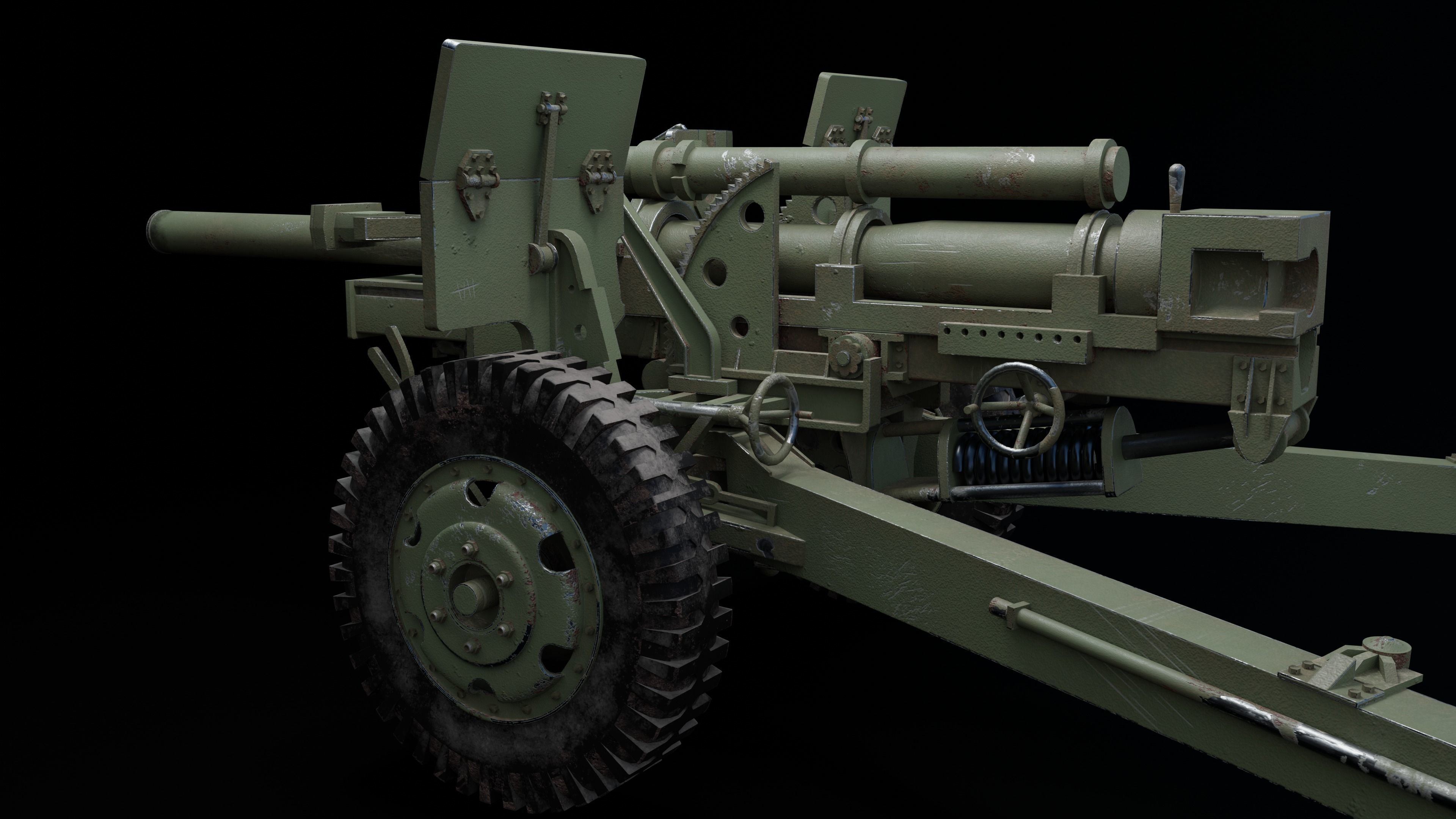 Weapon howitzer 105mm 3D model | CGTrader