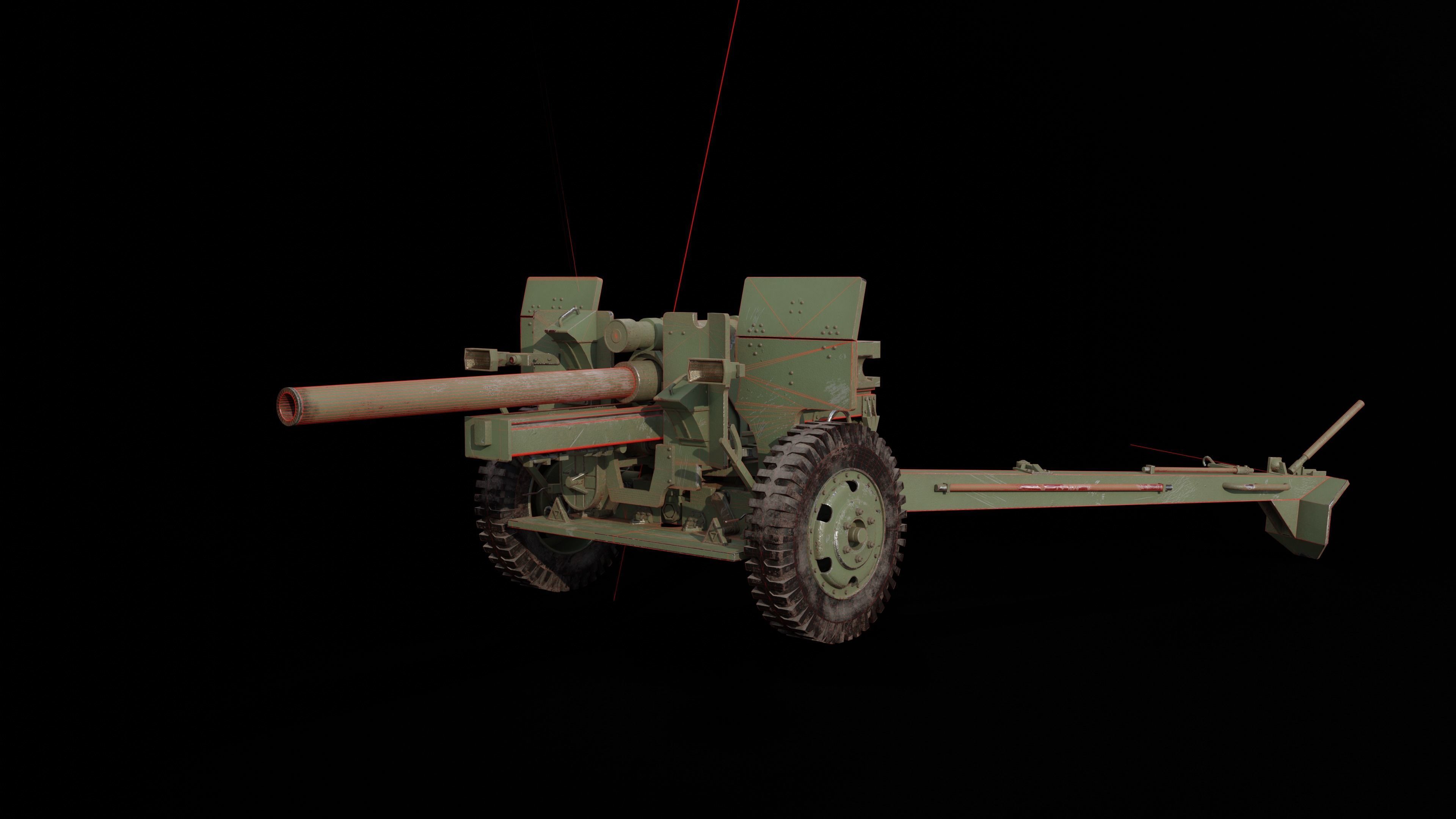 Weapon howitzer 105mm 3D model | CGTrader