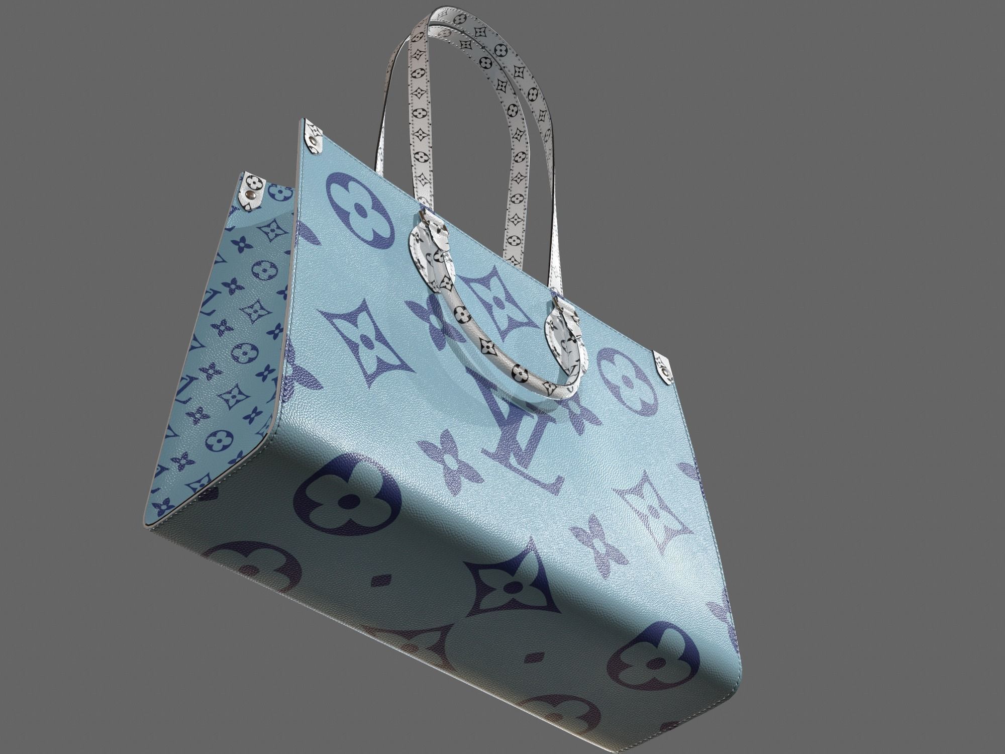 3D model Louis Vuitton Bag Onthego Giant Monogram Blue White VR / AR ...