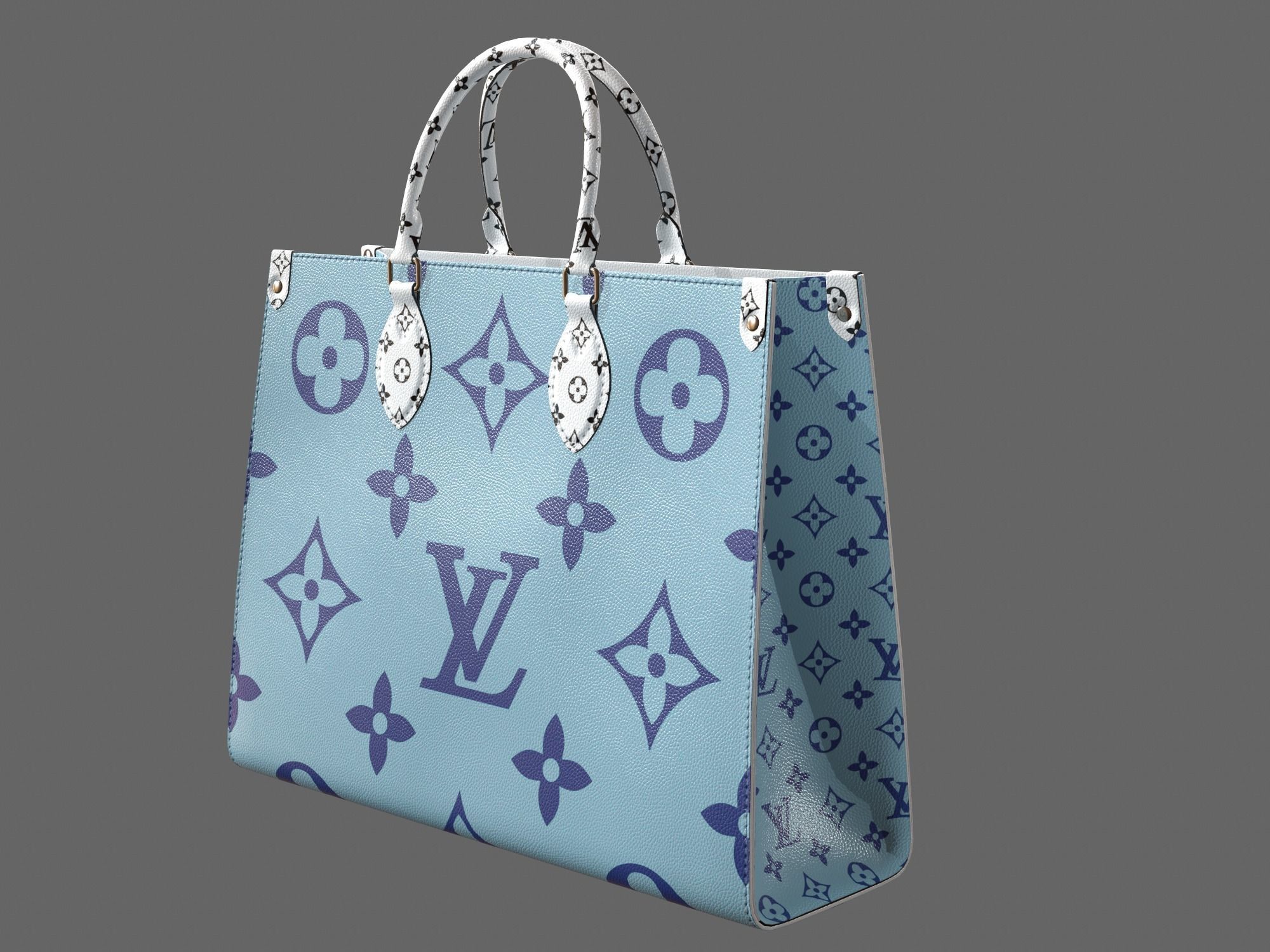 3D model Louis Vuitton Bag Onthego Giant Monogram Blue White VR / AR ...