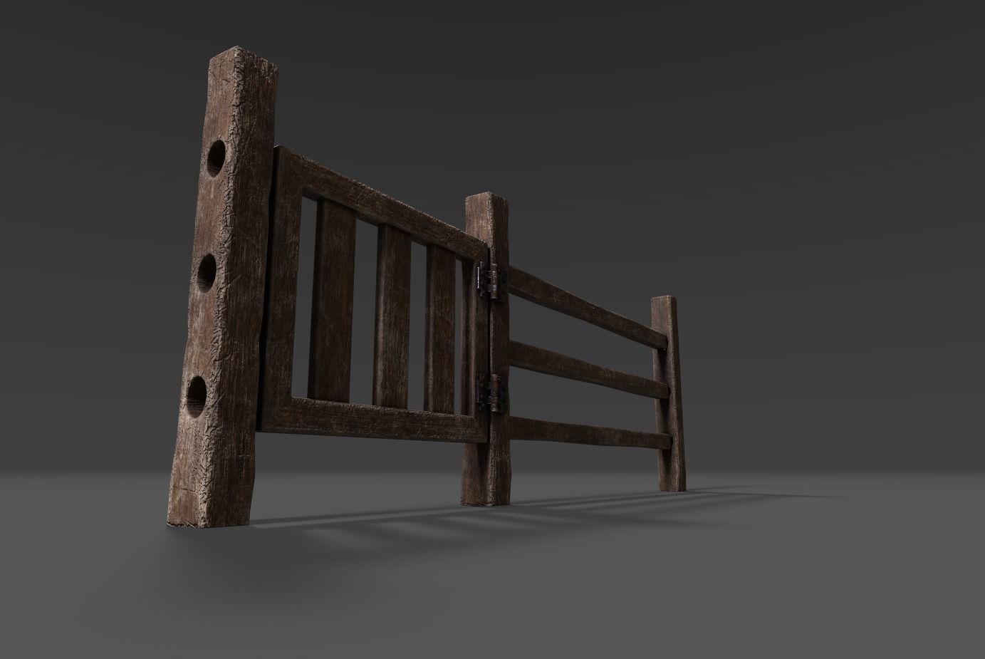 Modular Split Rail Fence for Environment Design with gate 3D model ...