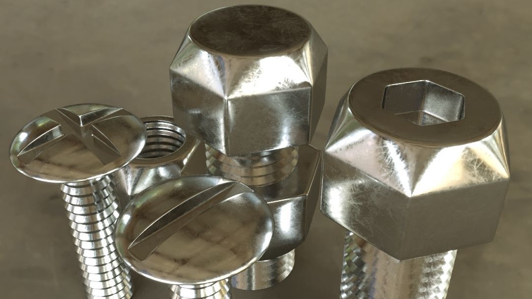 4 simple bolts uncollapsed with all modifiers for education 3D model ...