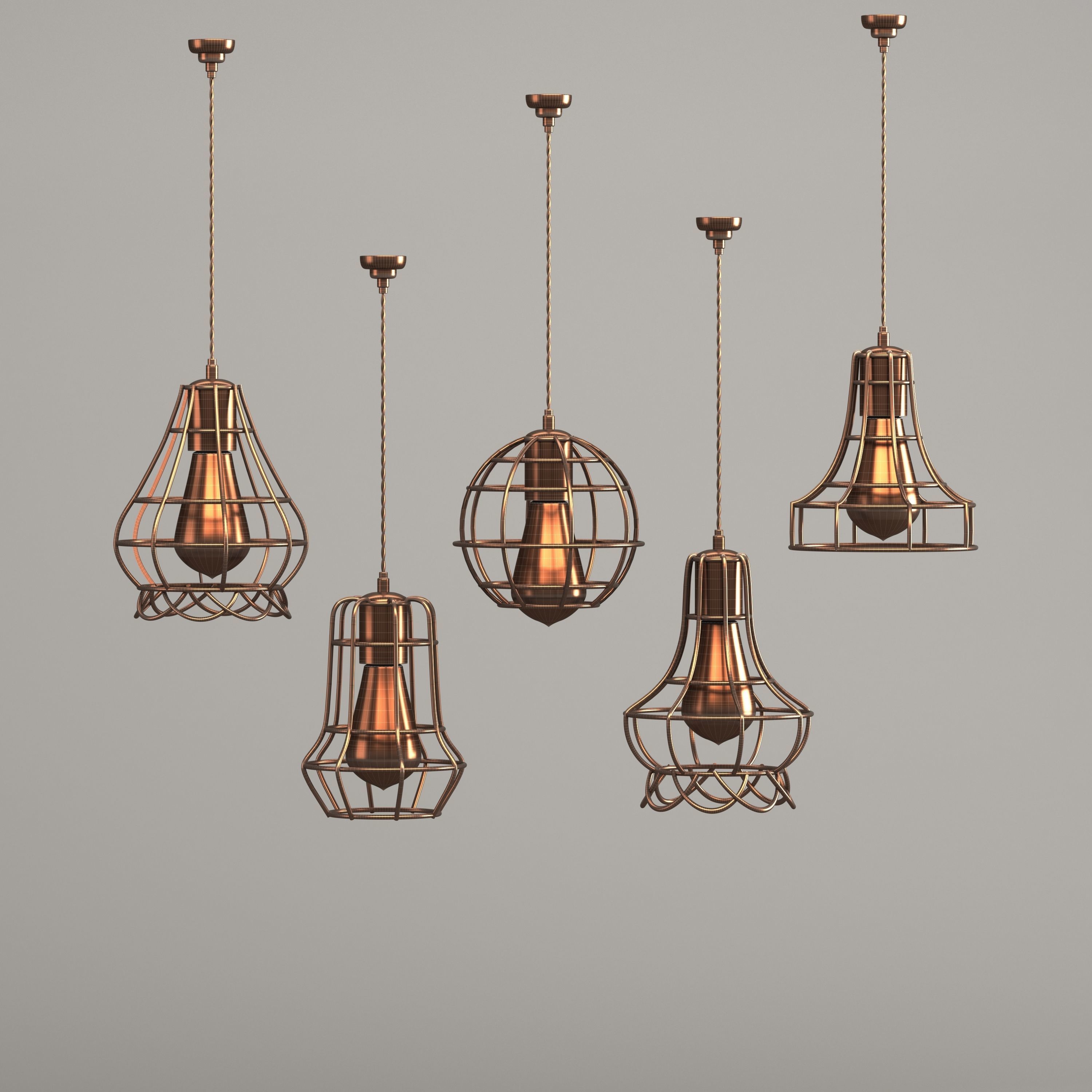 Five Hanging Lights 02 free 3D model | CGTrader