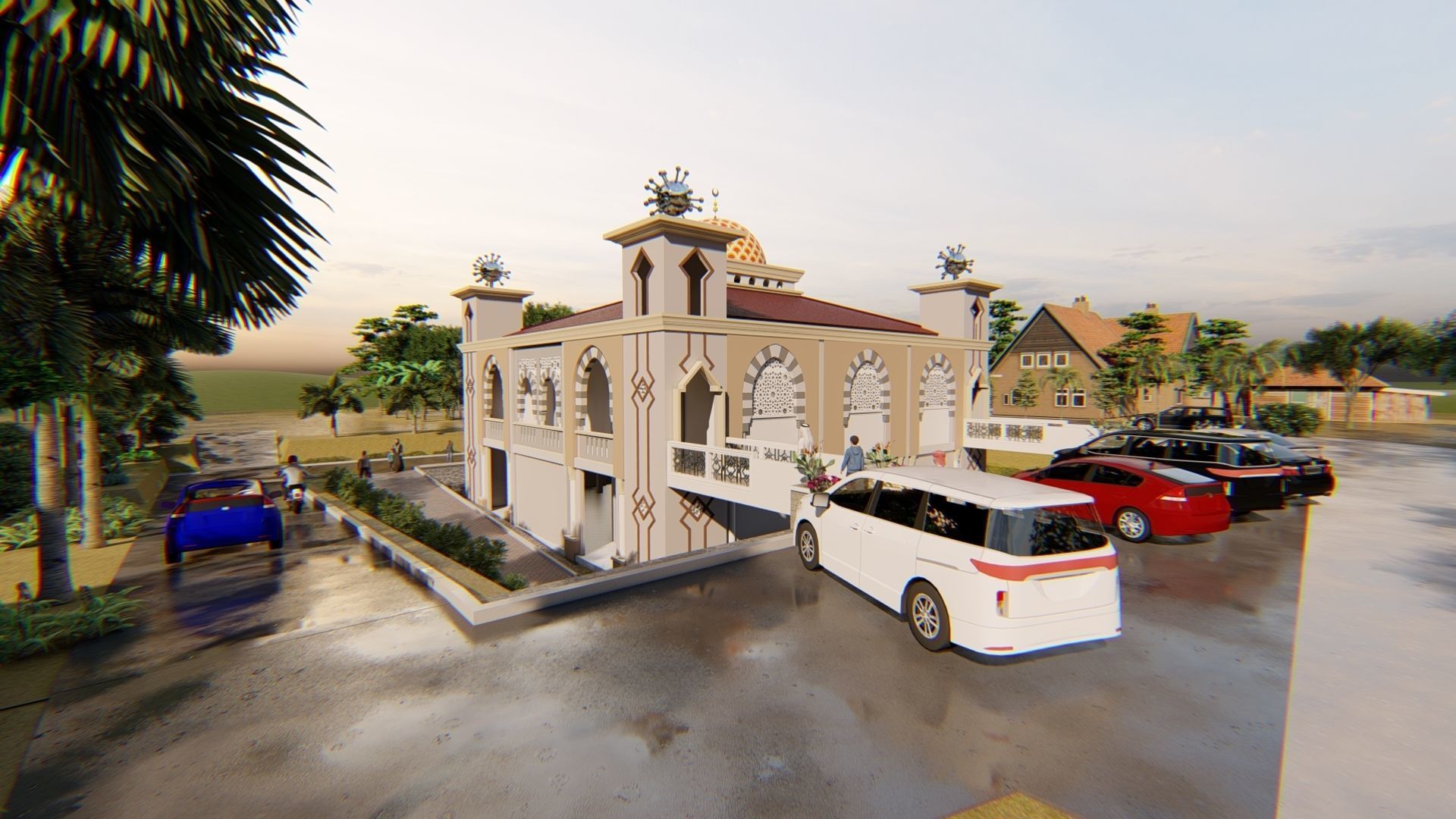 Mosque with garden parking and basement 3D model | CGTrader