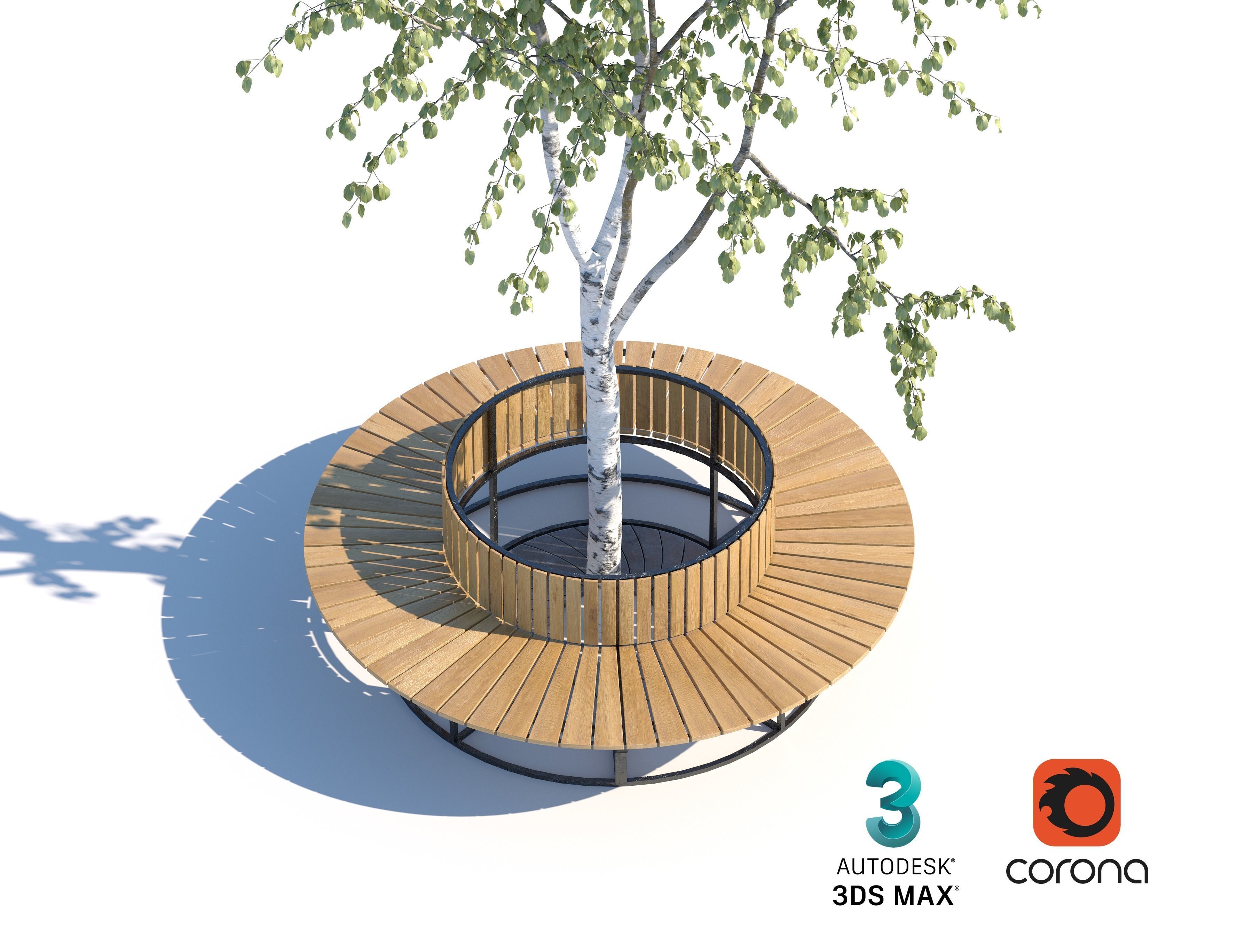 round street bench with tree 3D model | CGTrader