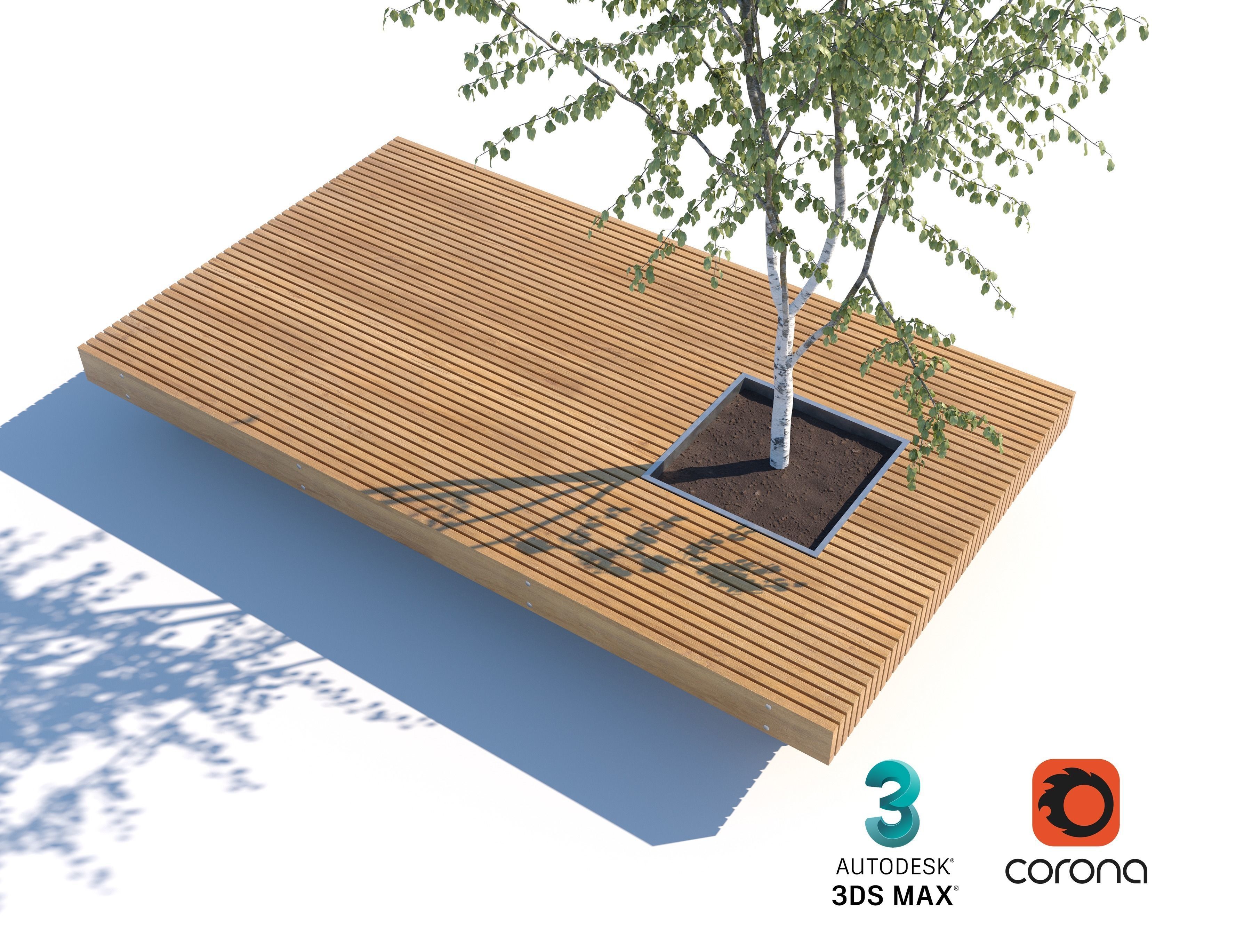 modern bench with tree 3D model | CGTrader