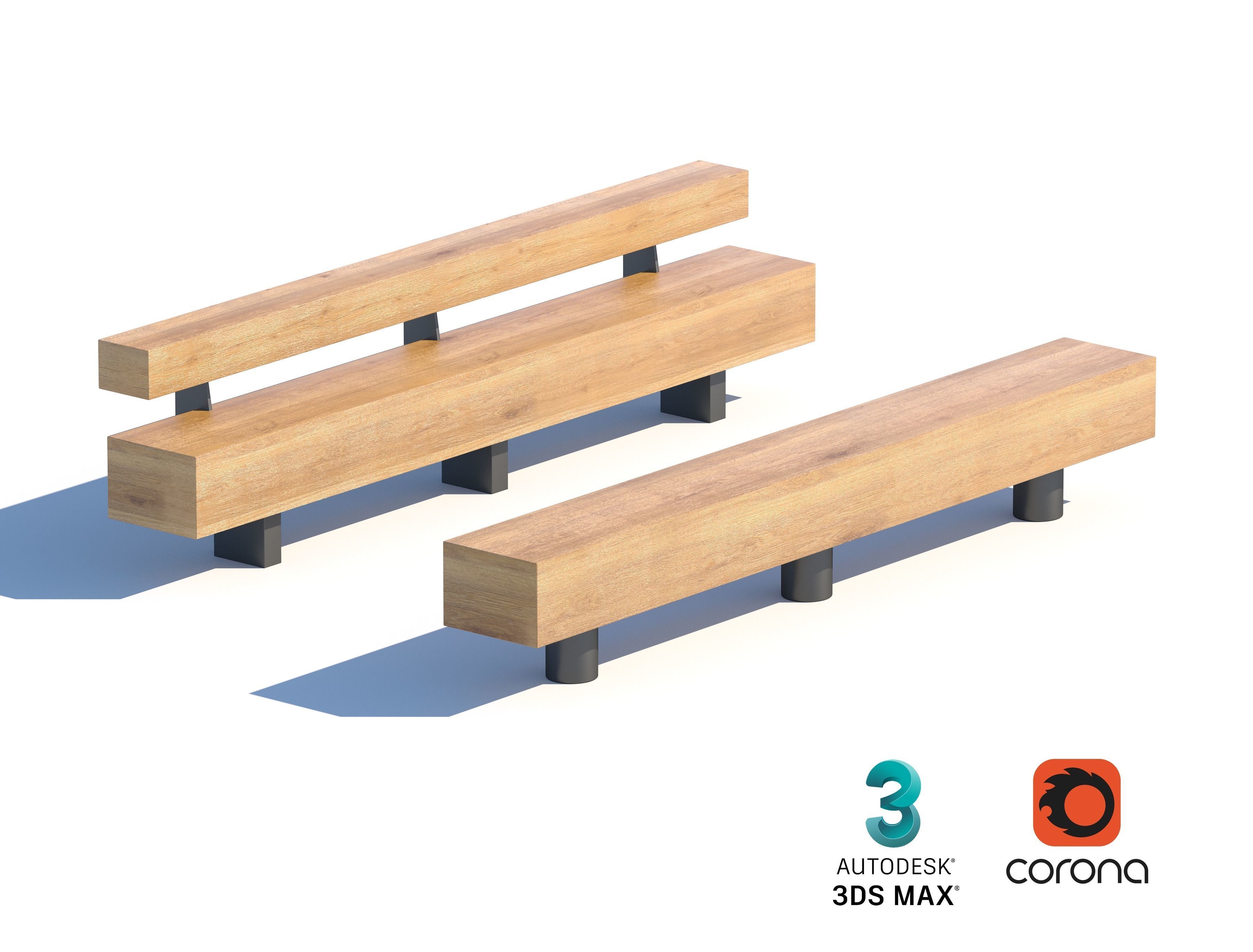 timber wood bench 3D model | CGTrader