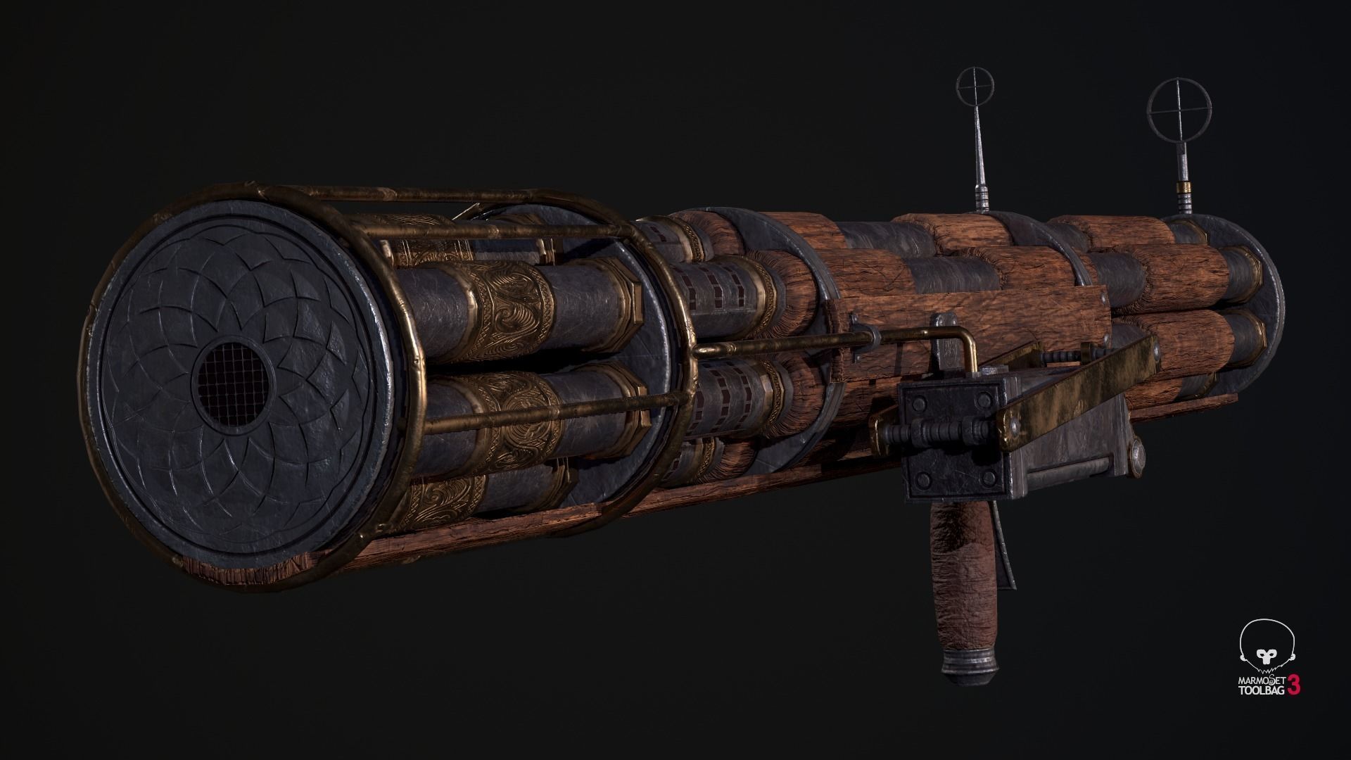 3D model Steampunk Rocket Launcher PBR Low-Poly Game Ready VR / AR ...