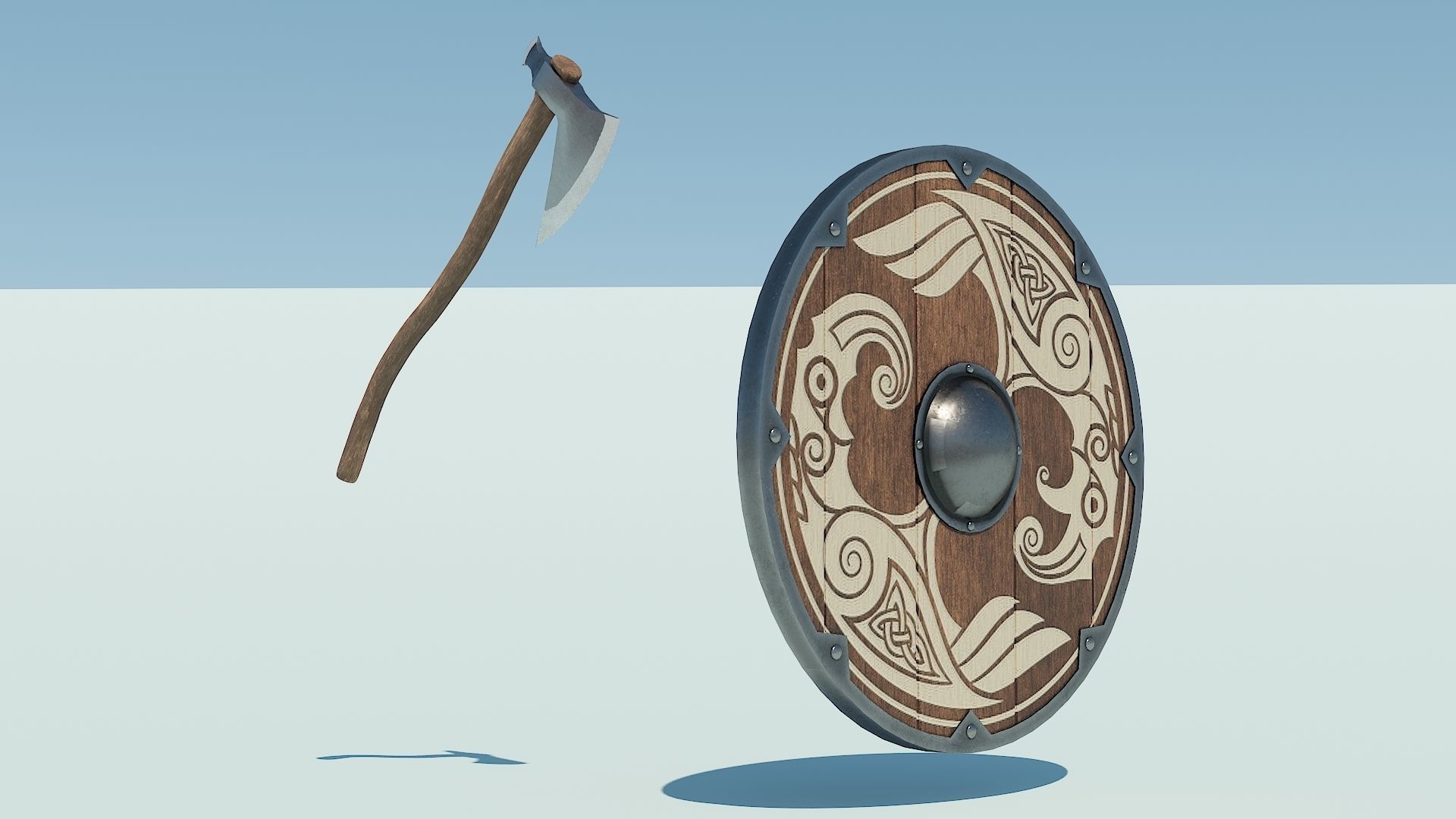 3D model Viking Axe And Shield VR / AR / low-poly | CGTrader