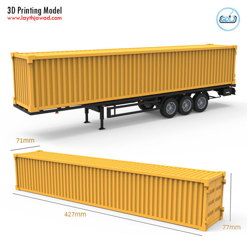 Container Trailer 1-32 3D model 3D printable | CGTrader