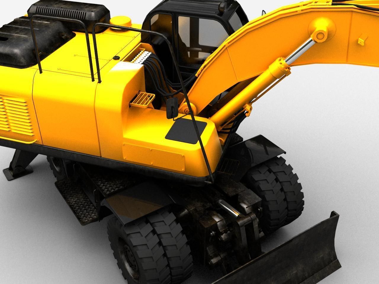 3D model WHEELED EXCAVATOR VR / AR / low-poly | CGTrader